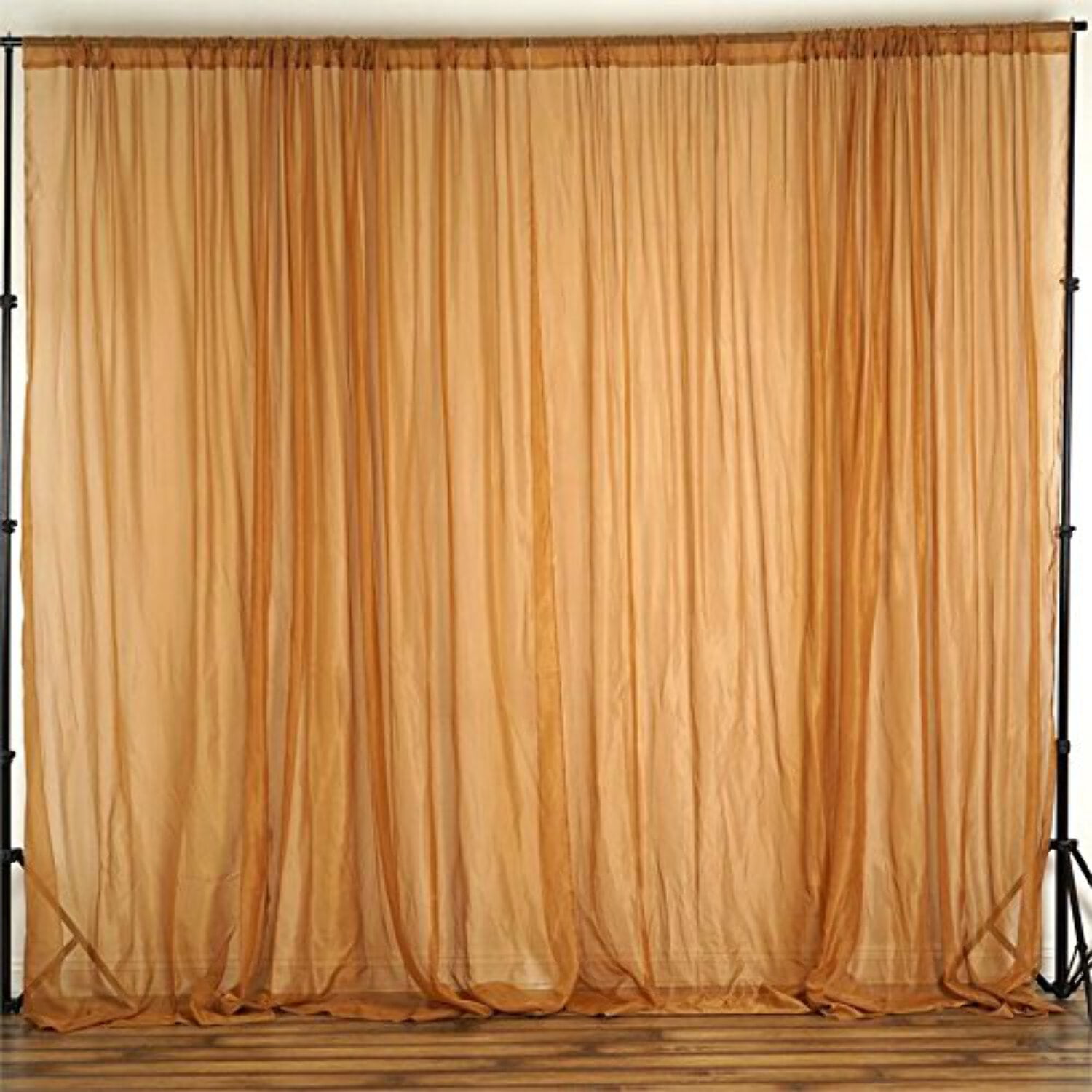 Sheer Chiffon Curtain Panel 58 Inch Wide Window Treatment Gold ...
