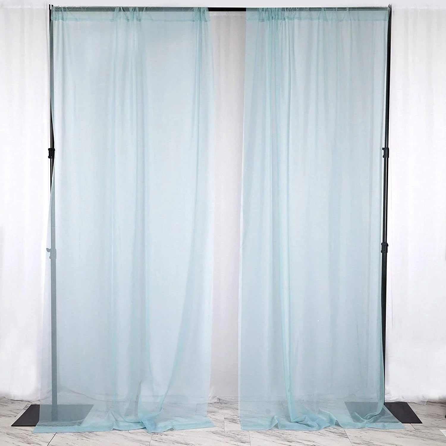 Sheer Chiffon Curtain Panel 58 Inch Wide Window Treatment Ice Blue ...
