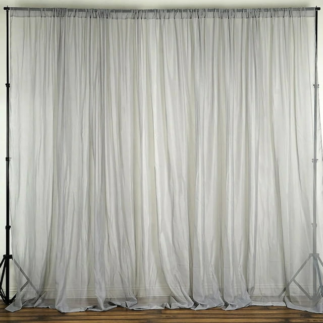 Sheer Chiffon Curtain Panel 58 Inch Wide Window Treatment Silver ...