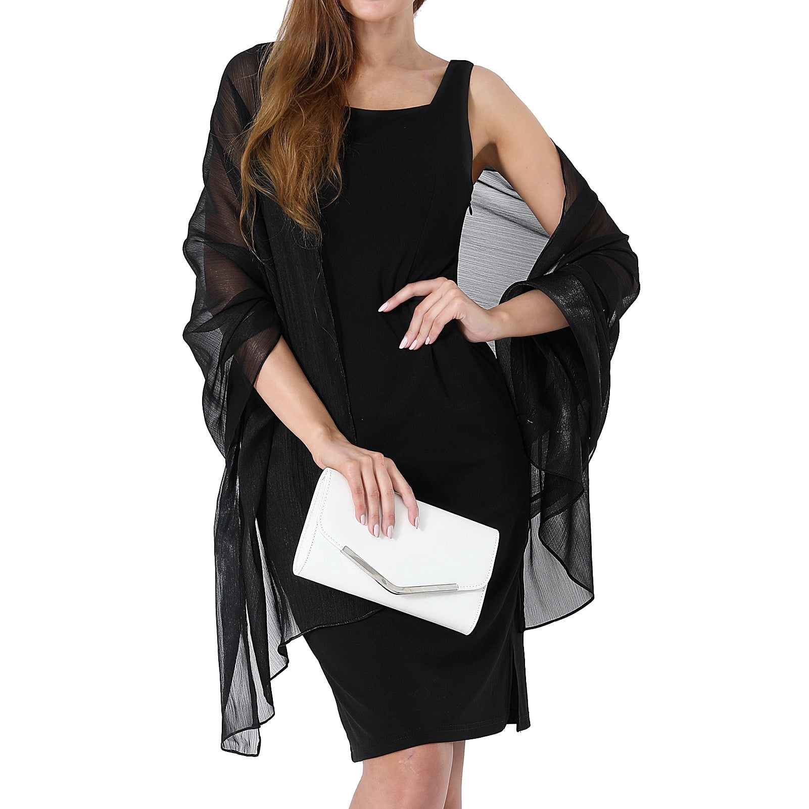 Ladiery Elegant Sheer Crepe Shawl Wrap for Women - Shimmering Evening ...