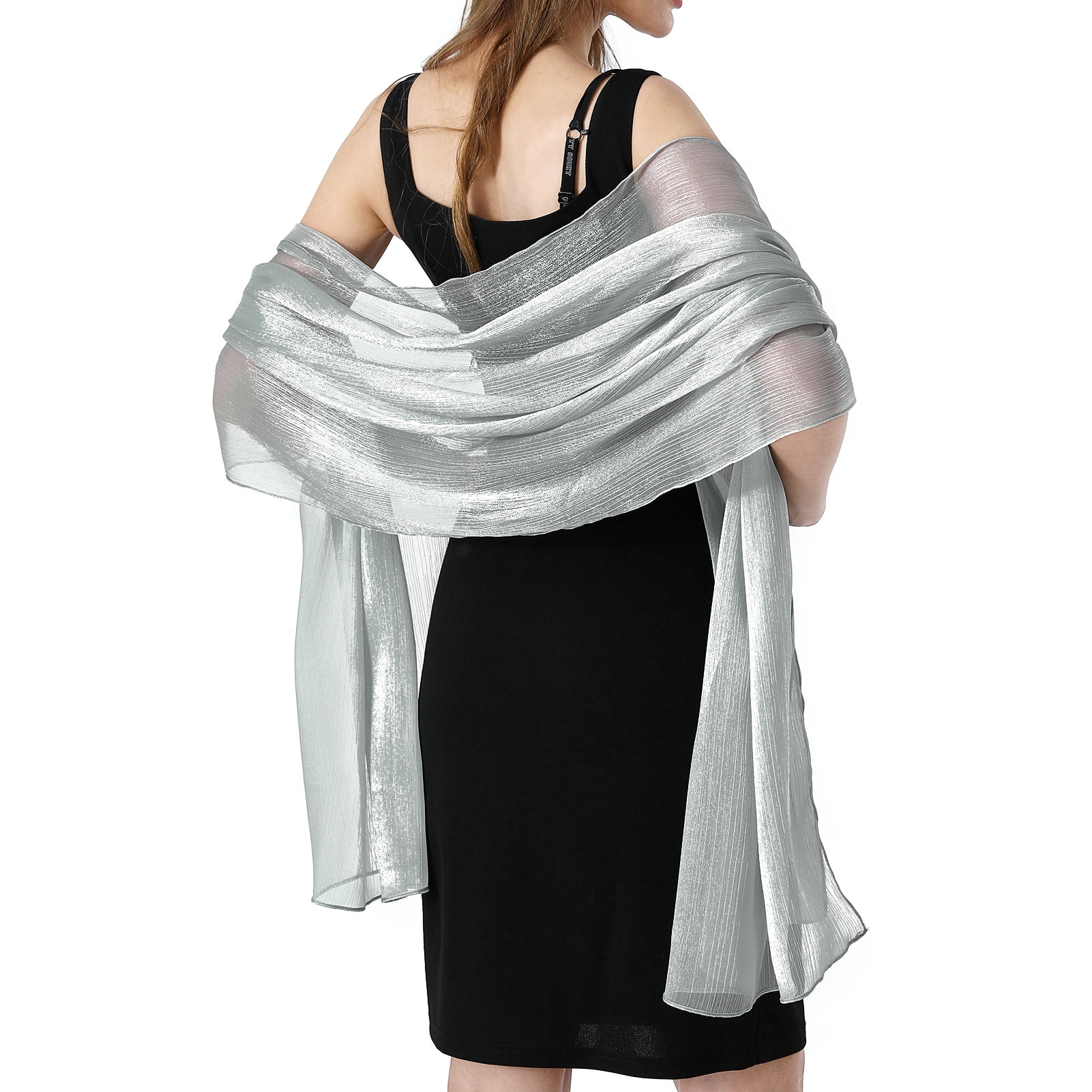 Ladiery Elegant Sheer Crepe Shawl Wrap for Women - Shimmering Evening ...
