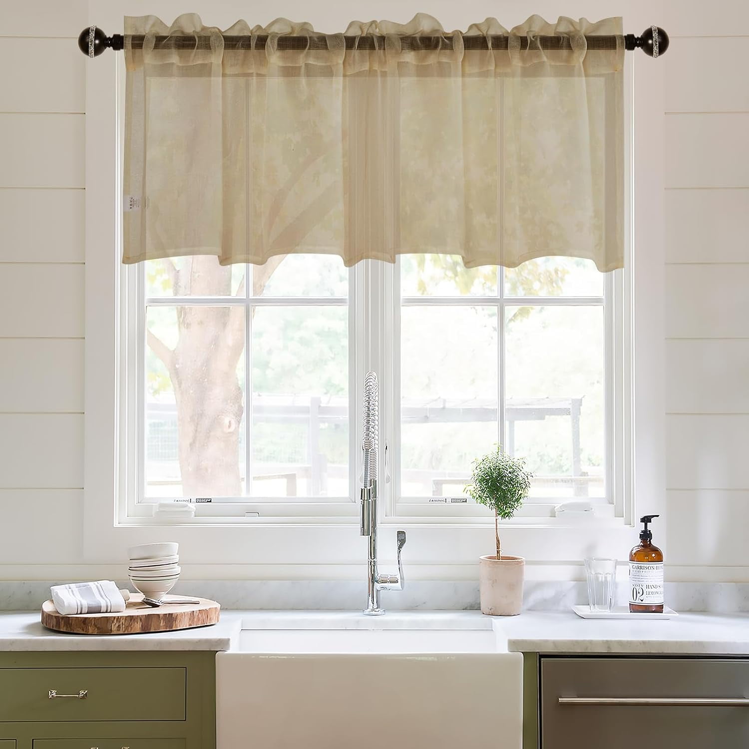 Sheer Curtain Valance - 18 Inches Length Small Curtains for Living Room ...