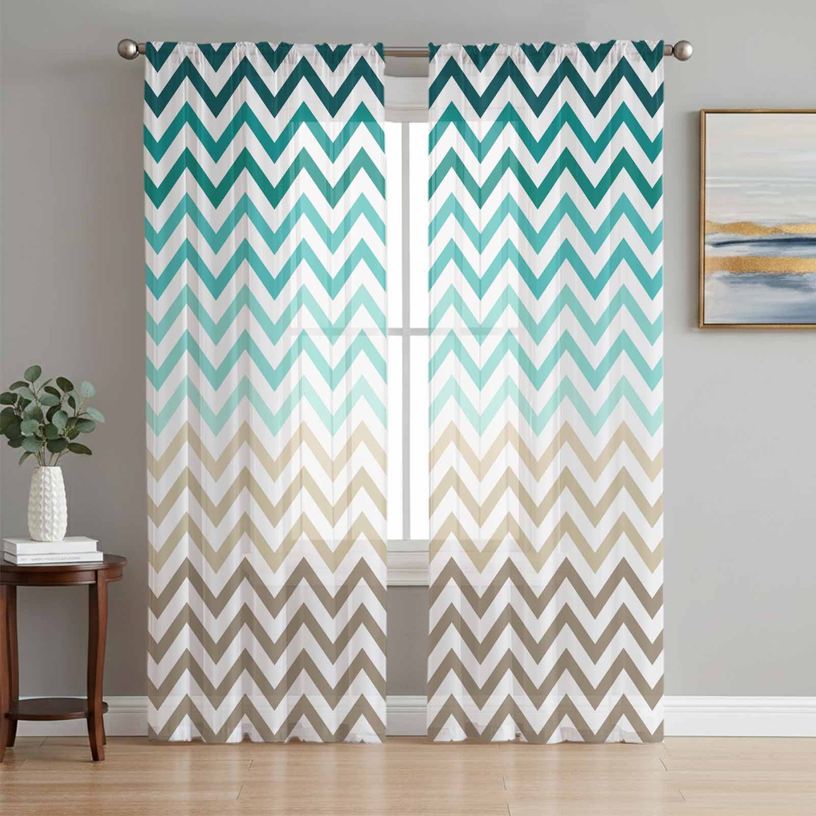 Sheer Curtains 108 Inches Long 2 Panels Set for Living Room, Turquoise ...