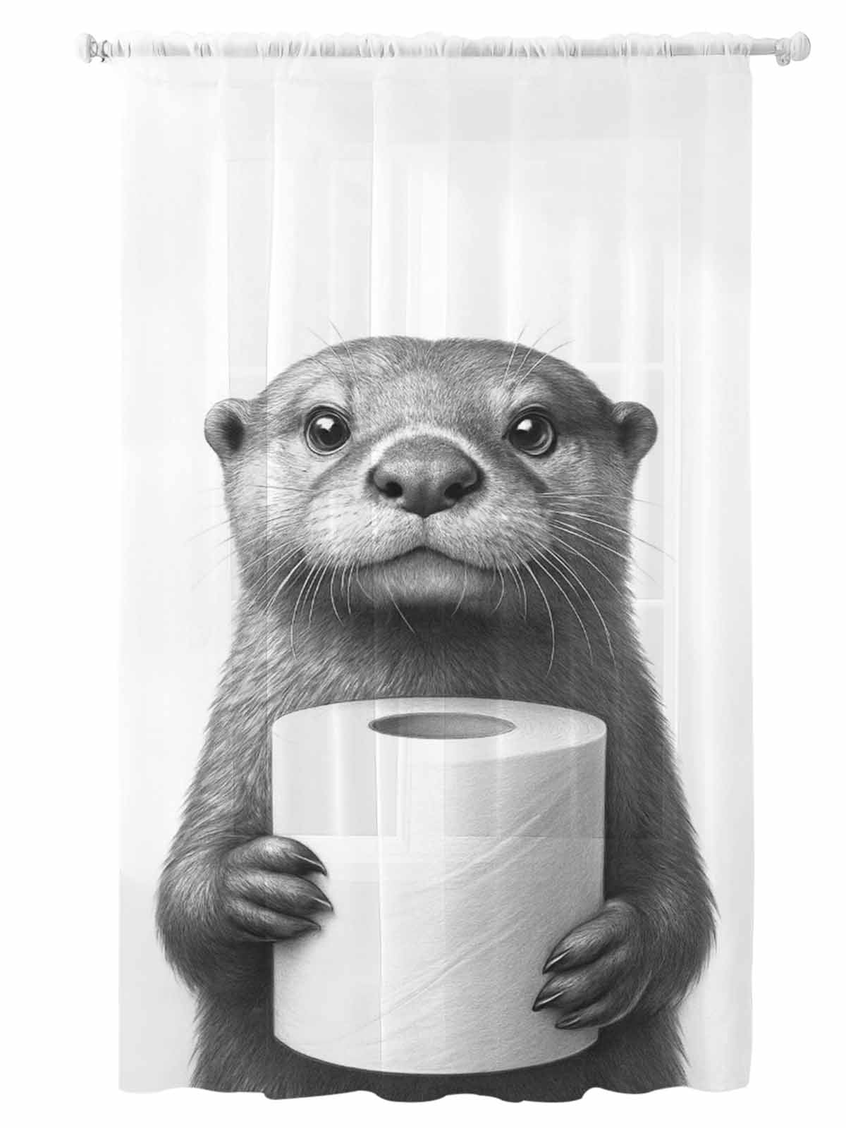 Sheer Curtains 108 Inches Long, Cute Otter Semi Sheer Curtains Light ...