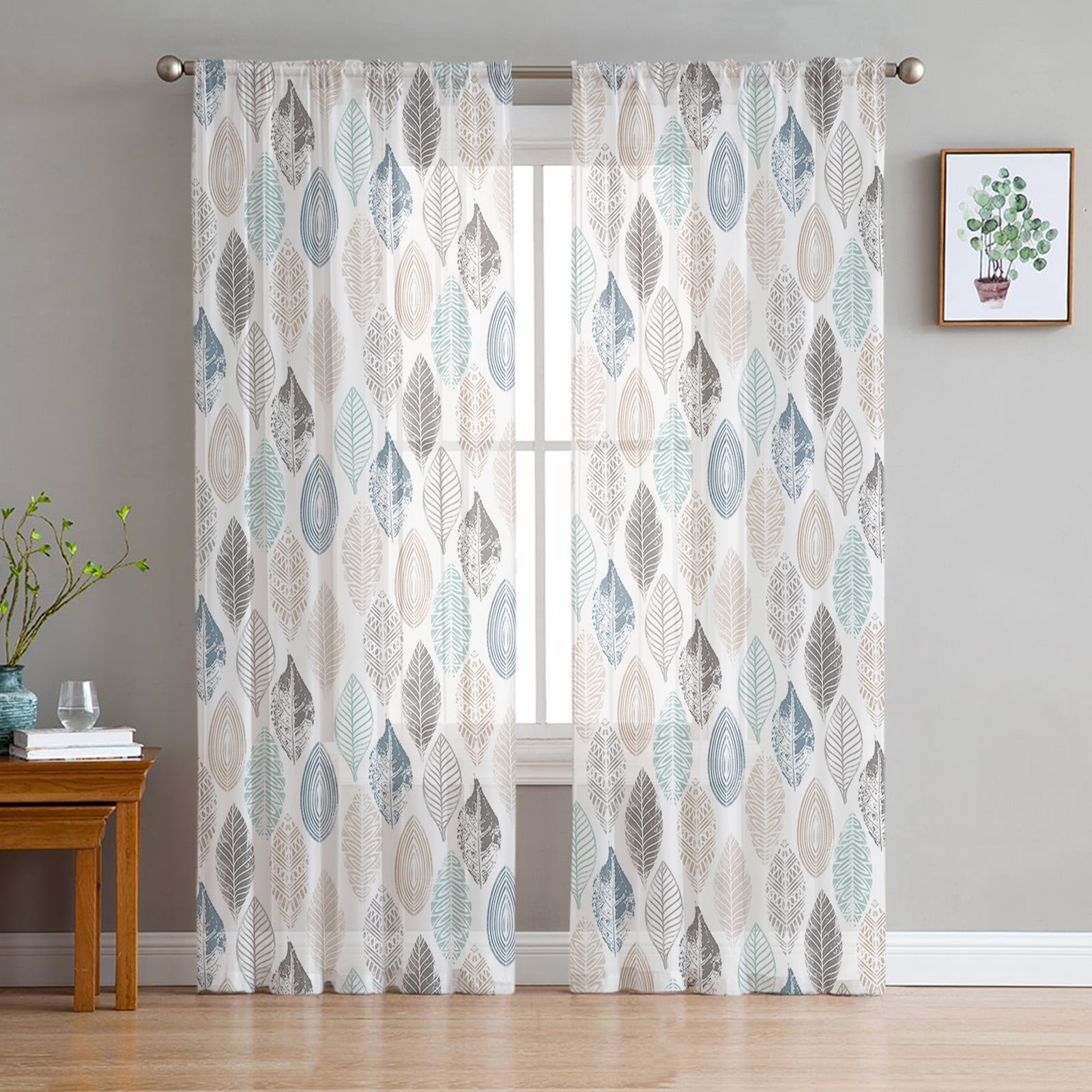 Sheer Curtains 108 Inches Long, Modern Abstract Art Aesthetics Light ...