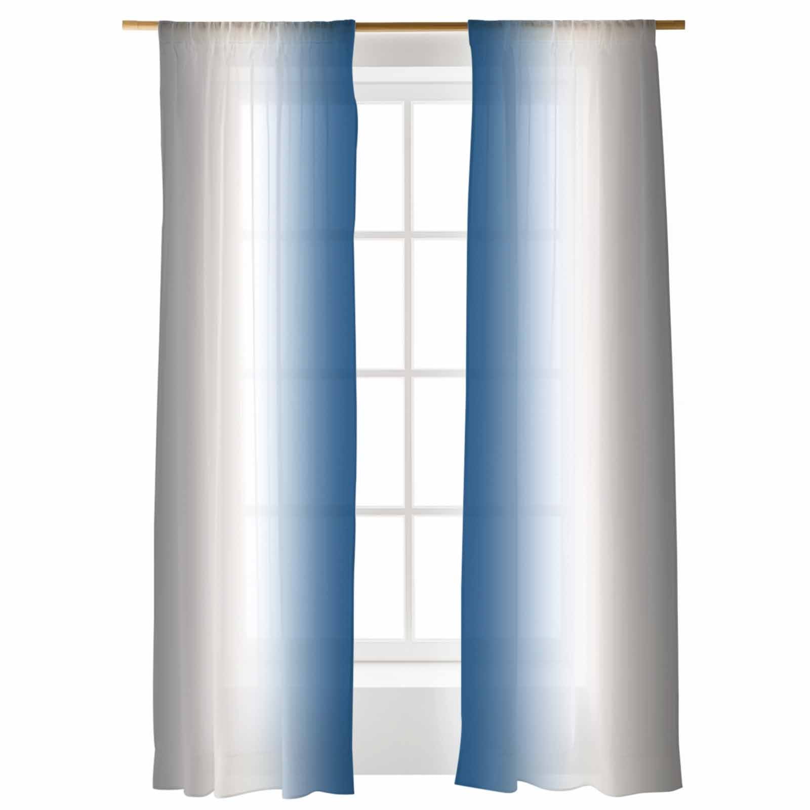 Sheer Curtains 108 inches Long, Abstract Dark Gray Lake Blue Gradient ...