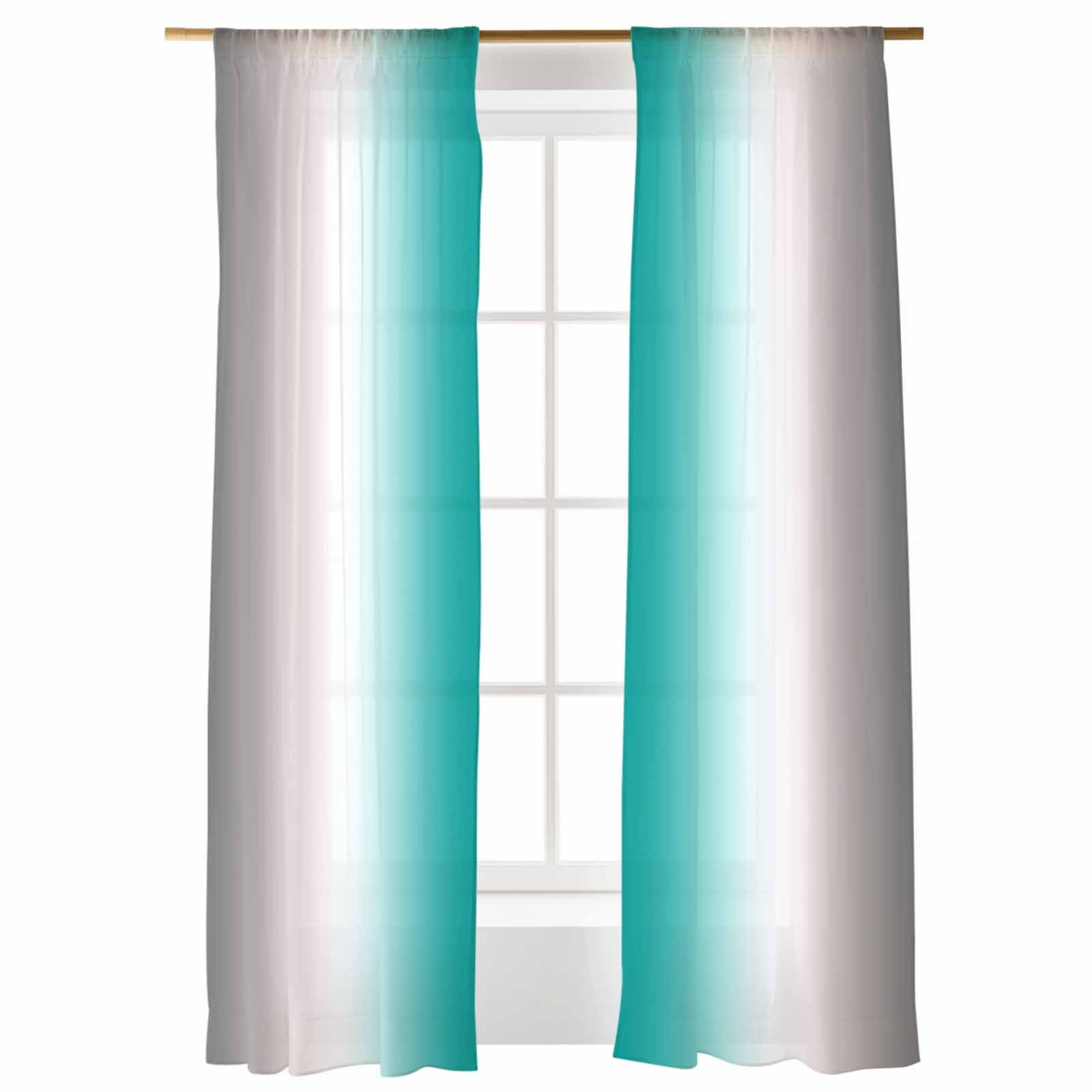 Sheer Curtains 108 inches Long, Abstract Dark Gray Water Duck Green ...