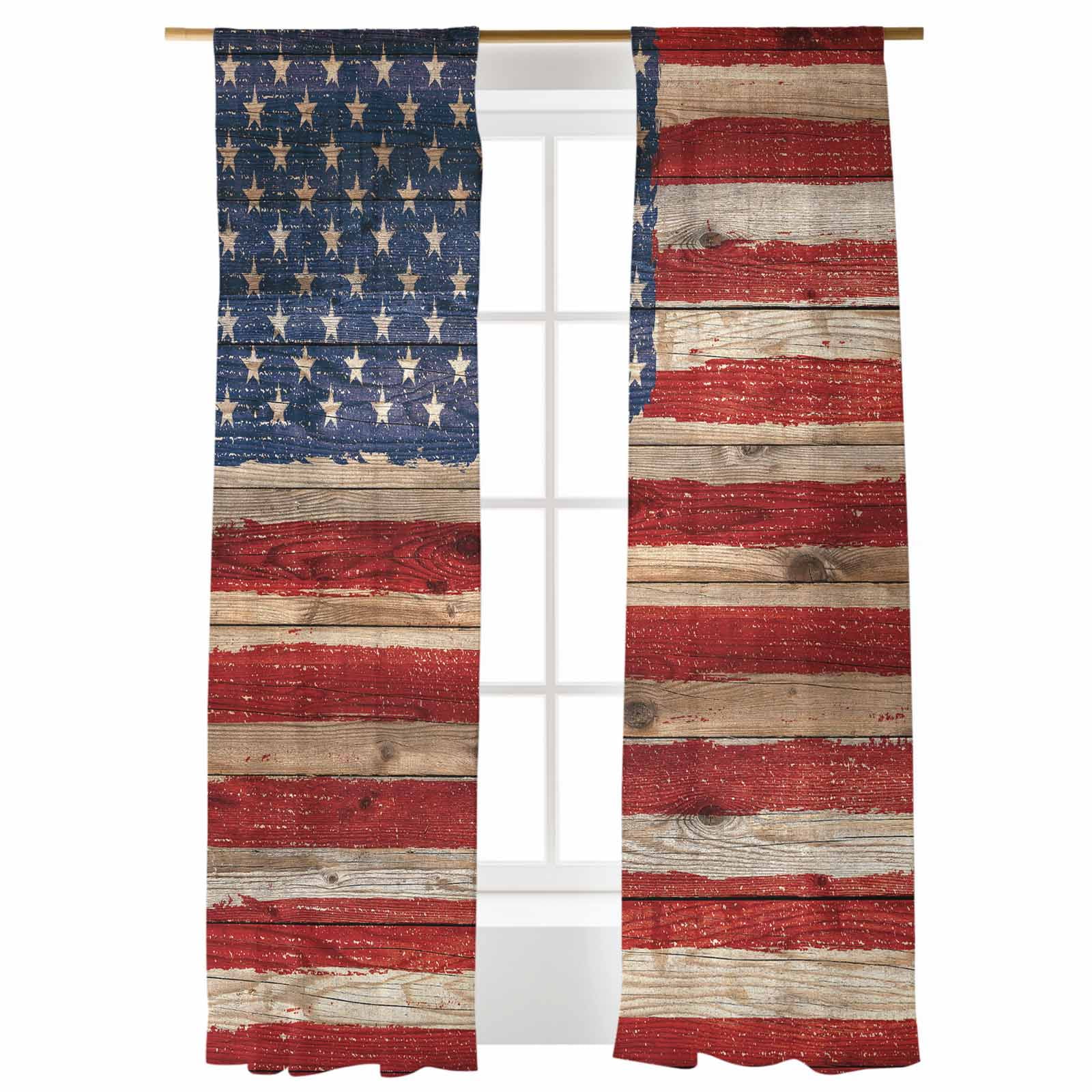 Sheer Curtains 108 inches Long, Independence Day Wooden Abstract ...