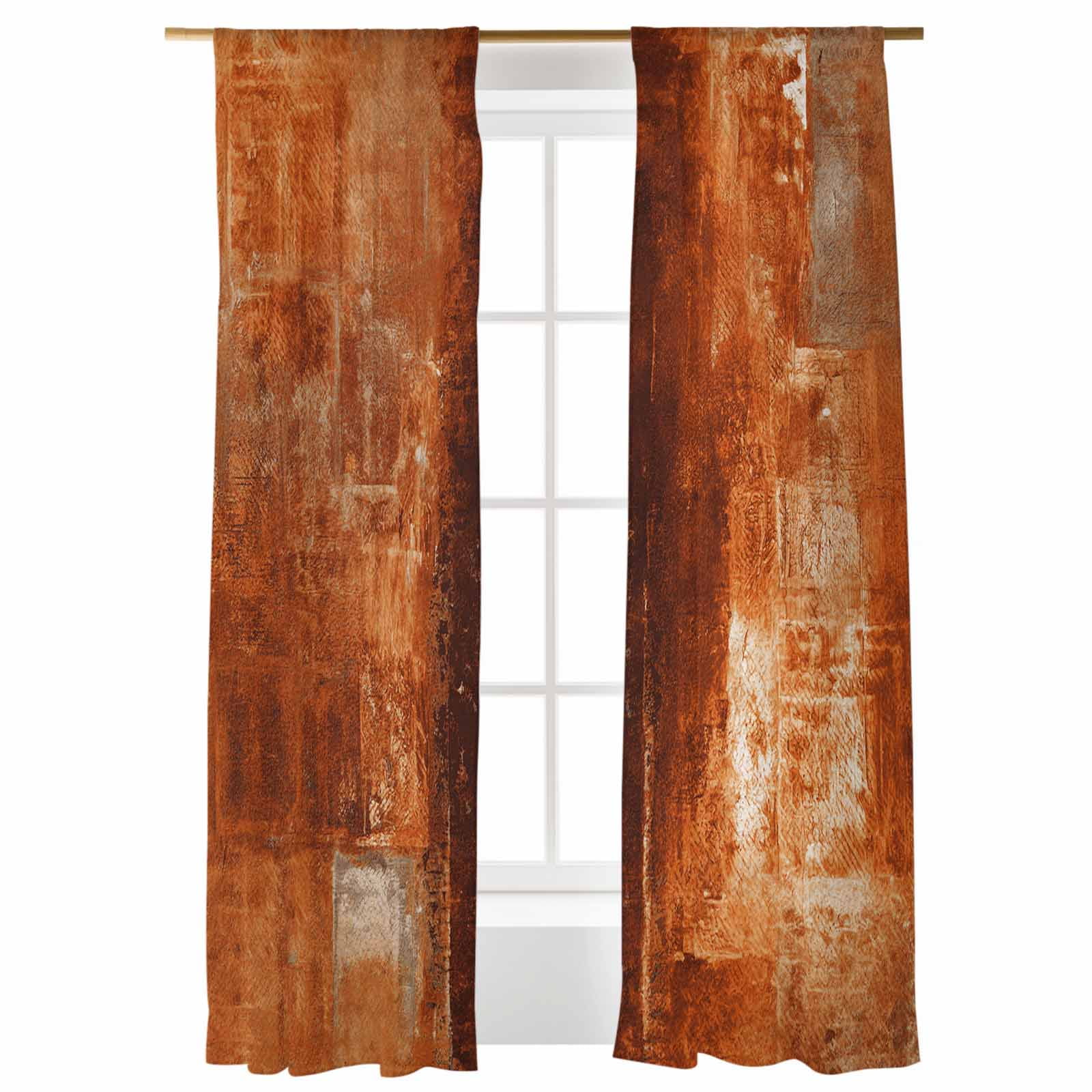 Sheer Curtains 108 inches Long, Orange Abstract Art Graffiti Paint ...