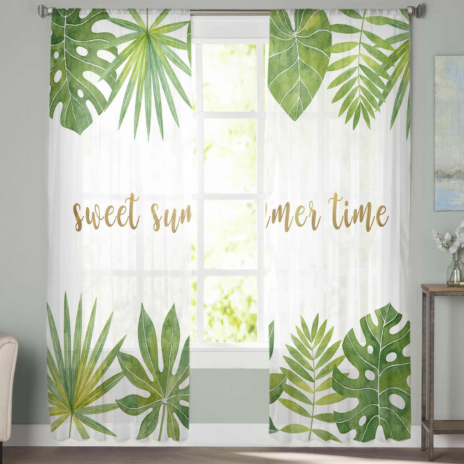 Sheer Curtains 108 inches Long, Sweet Summer Time Light Filtering Sheer ...