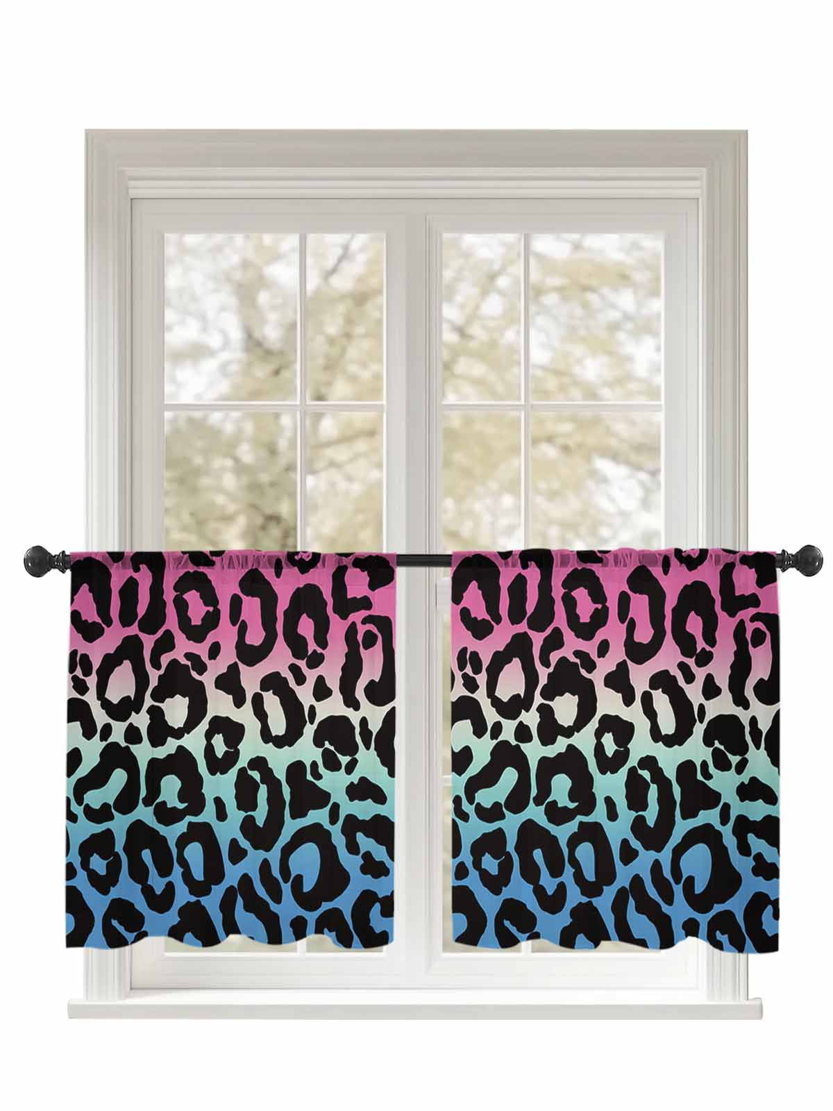 Sheer Curtains 2 Panels Set, Animal Gradient Leopard Print Window Sheer ...