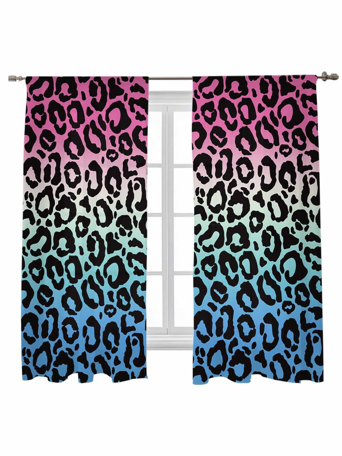 Sheer Curtains 2 Panels Set, Animal Gradient Leopard Print Window Sheer ...