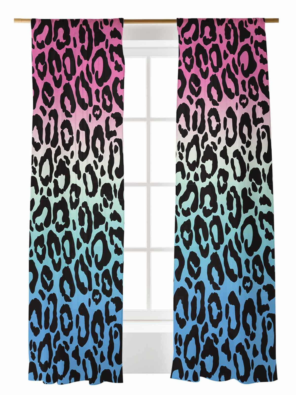 Sheer Curtains 2 Panels Set, Animal Gradient Leopard Print Window Sheer ...