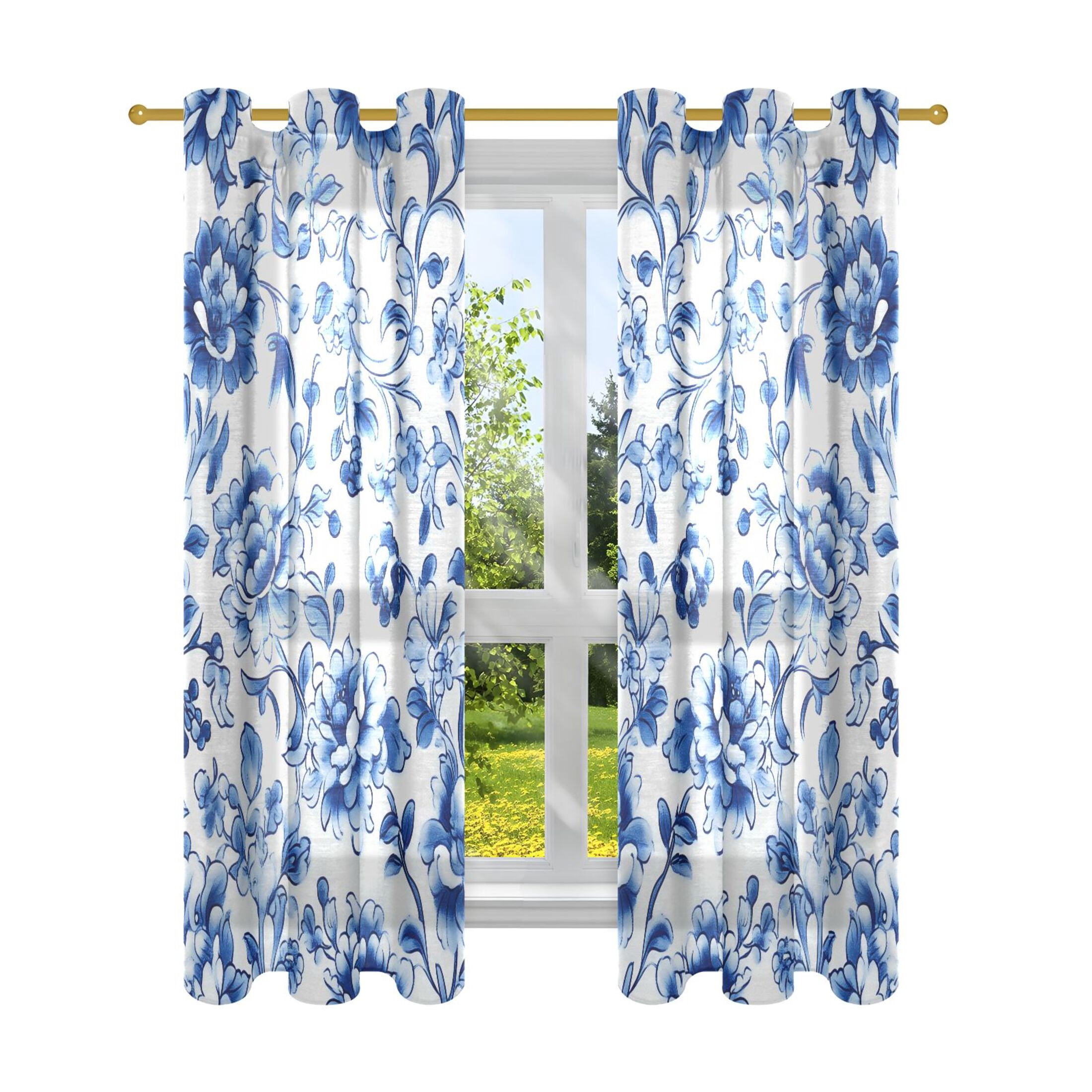 Sheer Curtains 2 Panels Set Grommet Drapes Window Treatments Light ...