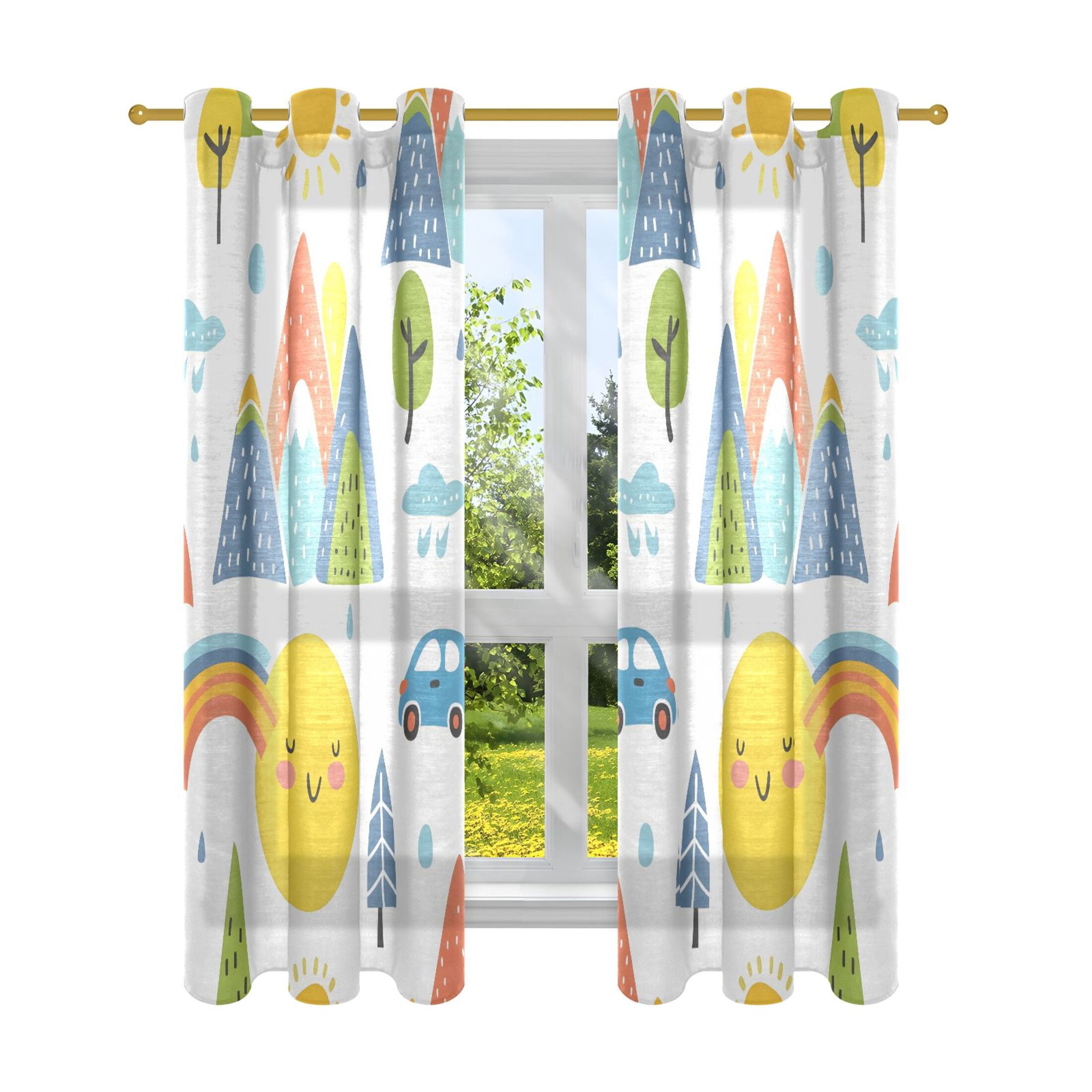 Sheer Curtains 2 Panels Set Grommet Drapes Window Treatments Light ...