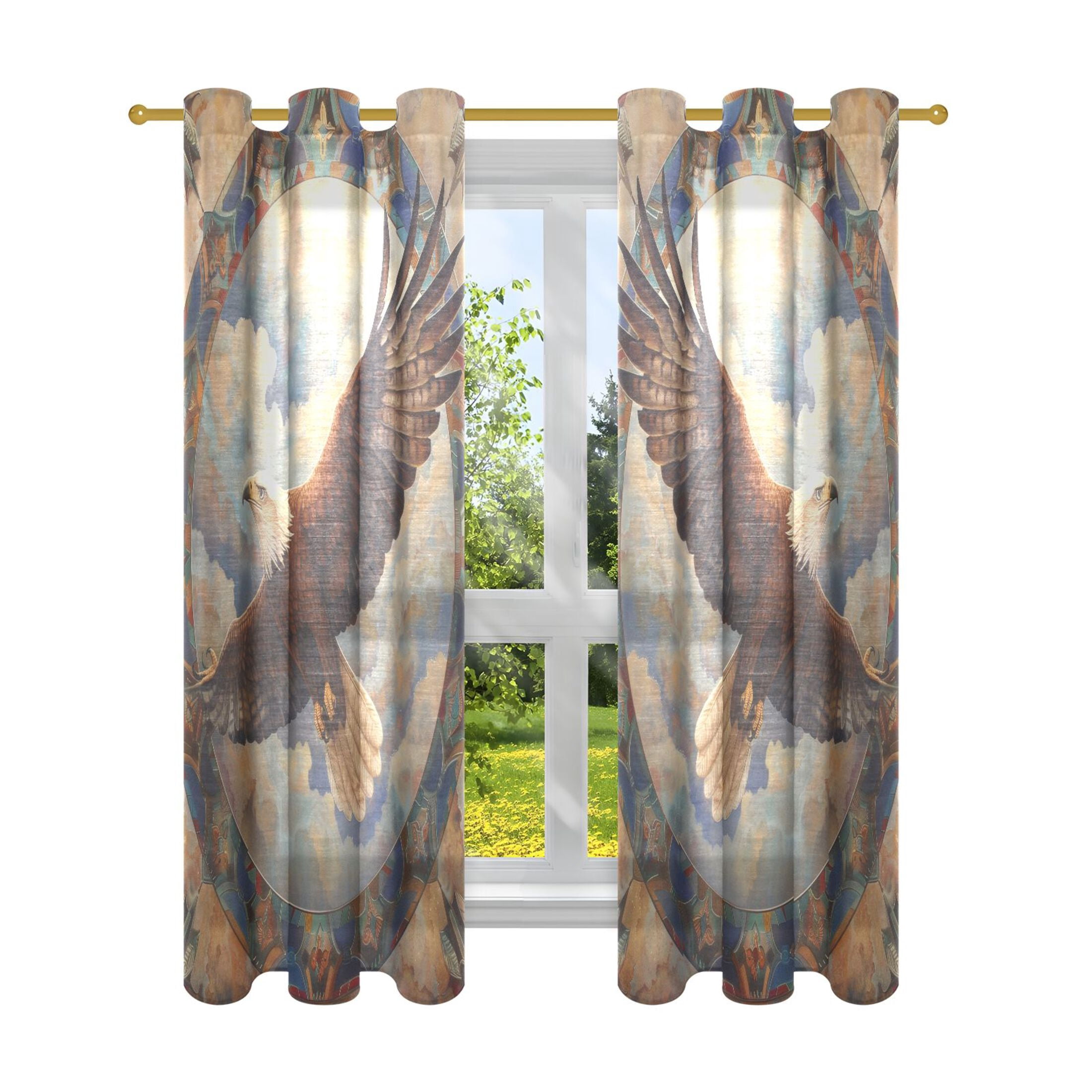 Sheer Curtains 2 Panels Set Grommet Drapes Window Treatments Light ...