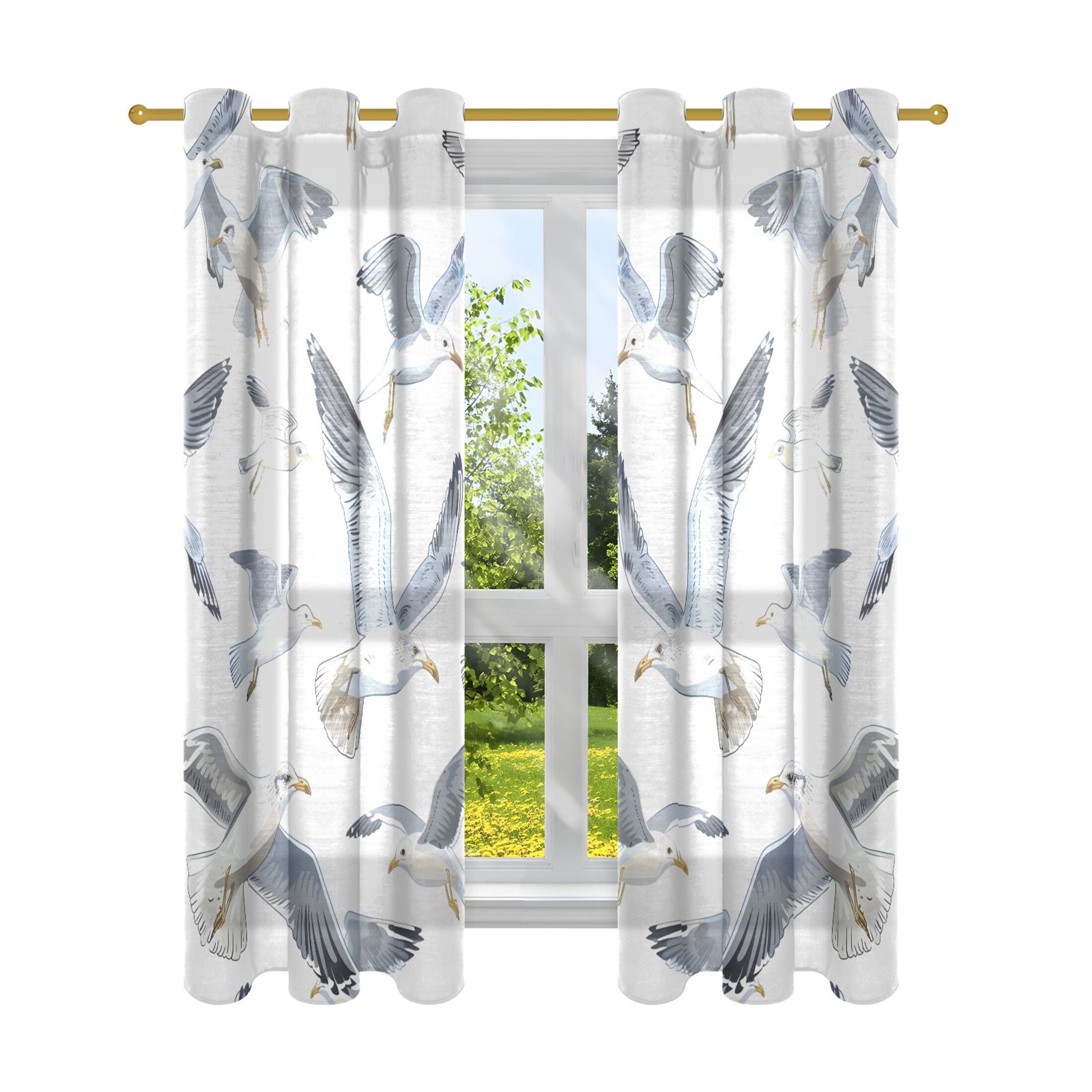 Sheer Curtains 2 Panels Set Grommet Drapes Window Treatments Light ...