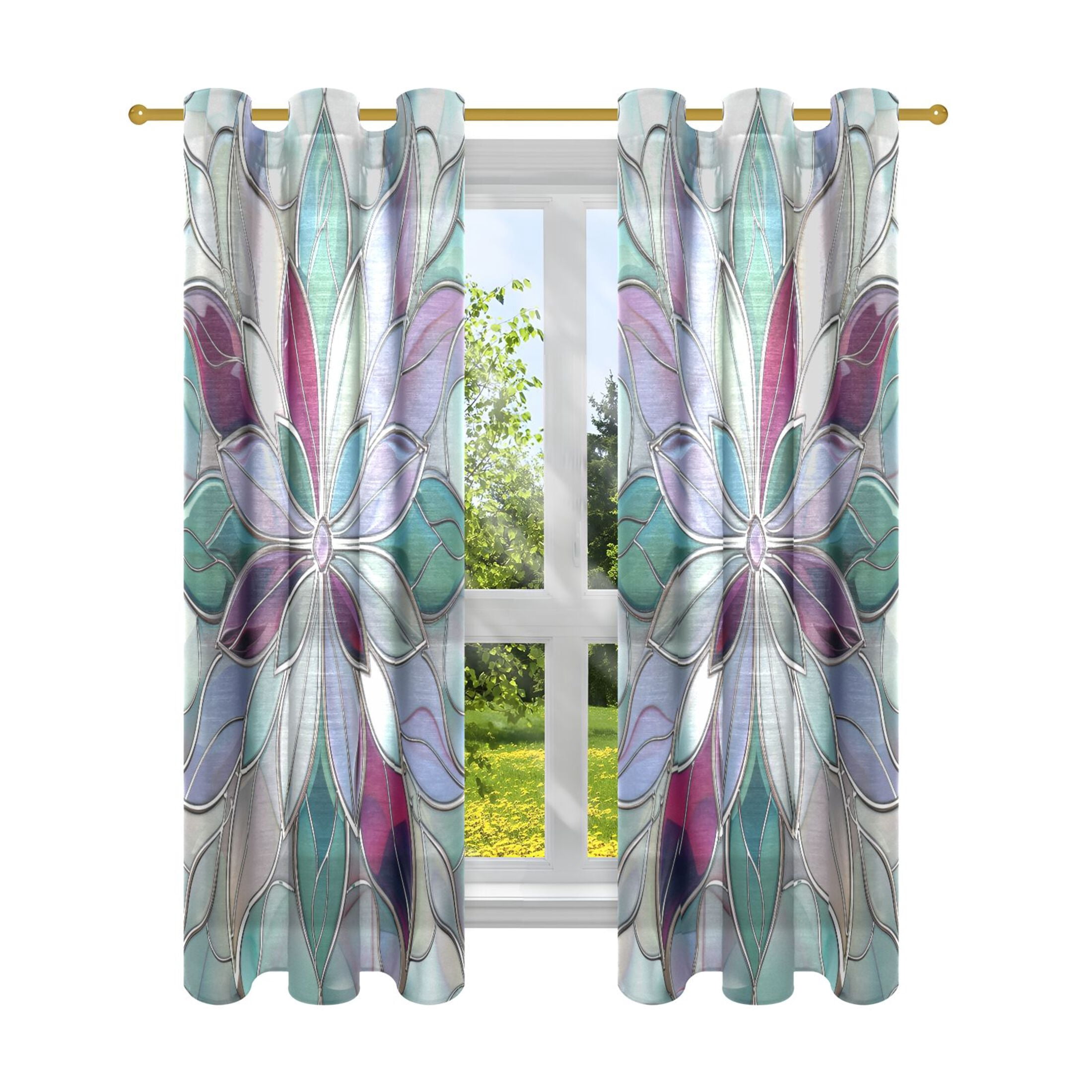 Sheer Curtains 2 Panels Set Grommet Drapes Window Treatments Light ...