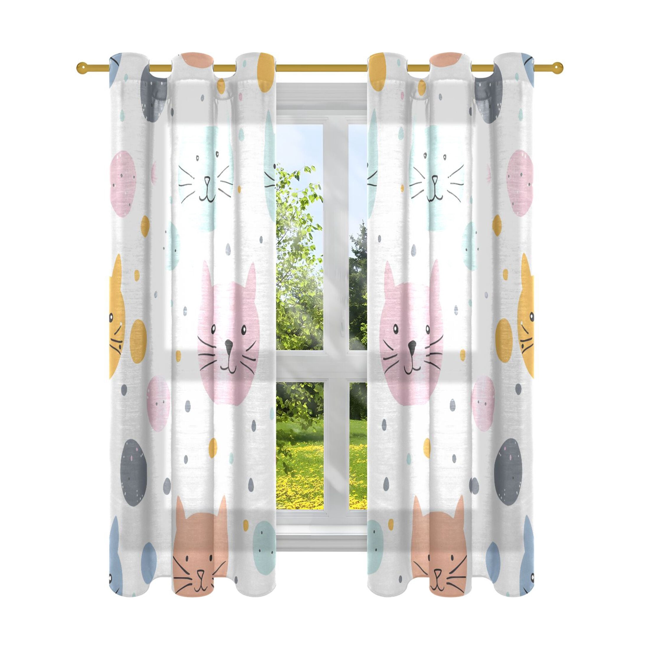 Sheer Curtains 2 Panels Set Grommet Drapes Window Treatments Light ...
