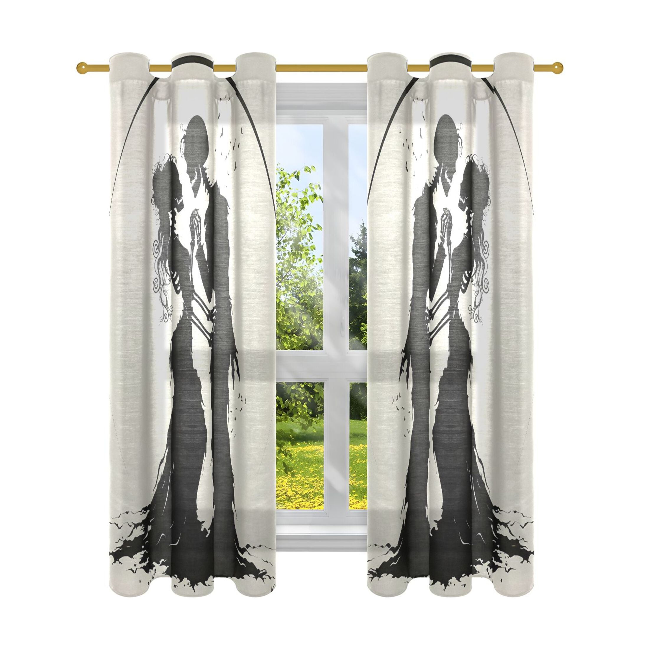Sheer Curtains 2 Panels Set Grommet Drapes Window Treatments Light Filtering for Bedroom Living ...