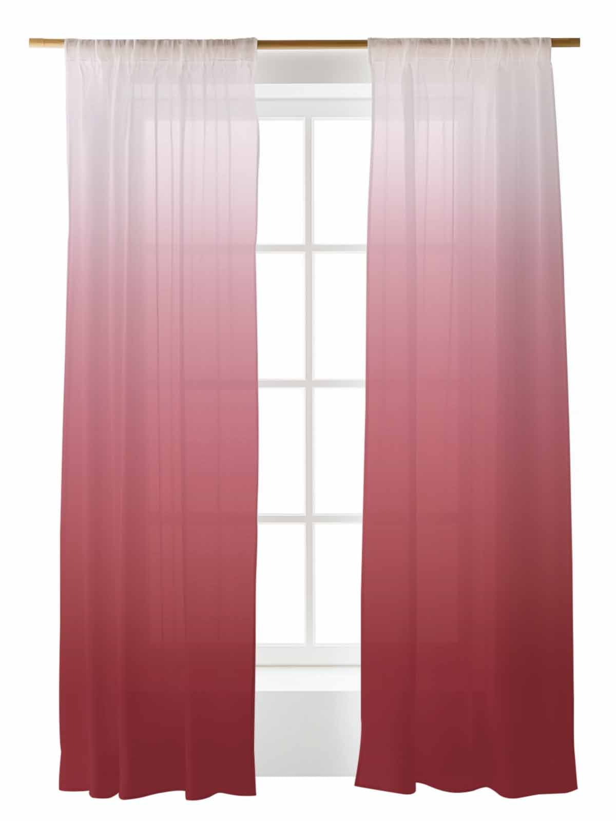 Sheer Curtains 2 Panels Set, Red Gradient Window Sheer Curtains for ...