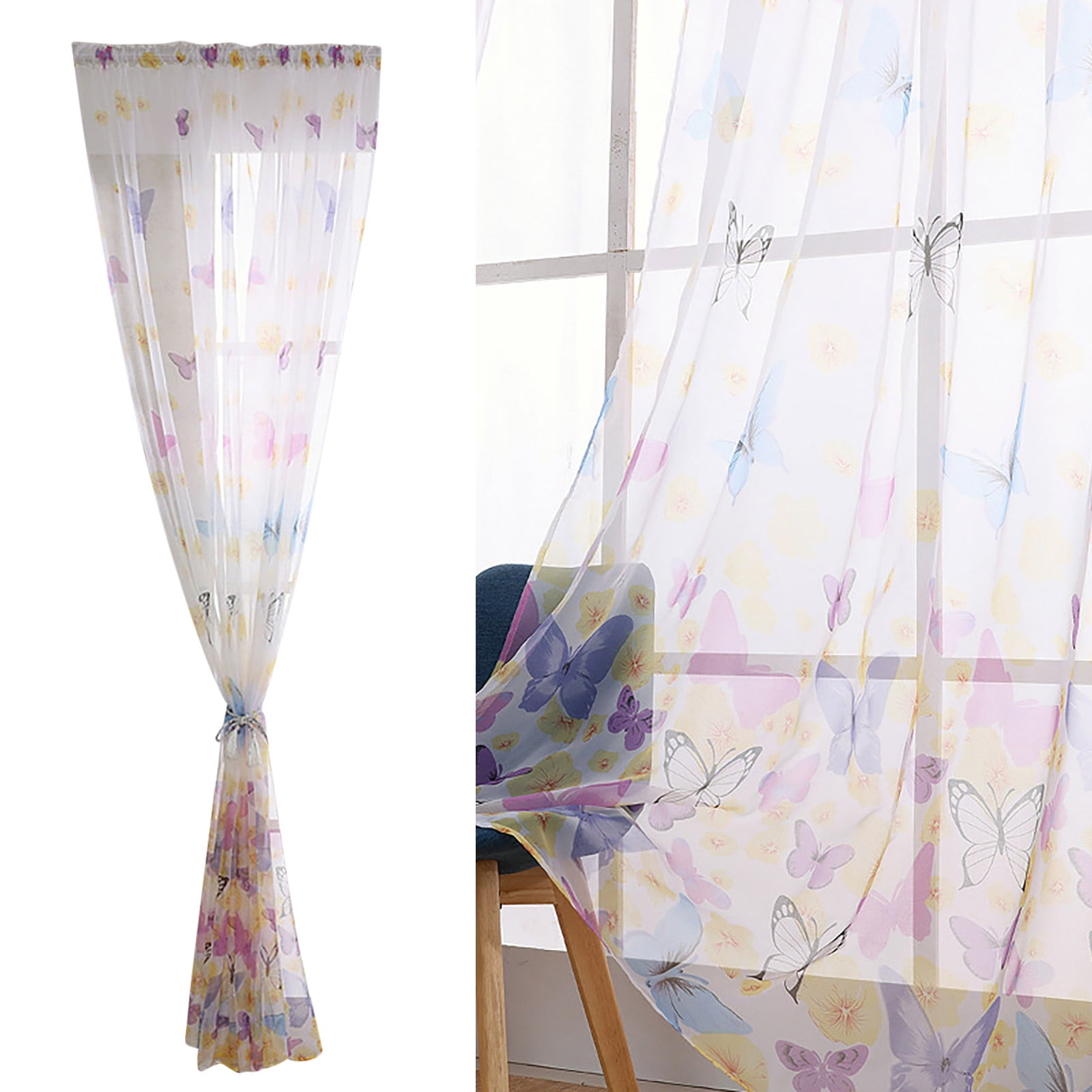 Sheer Curtains,39‘’X106‘’Large Butterfly Screen Butterfly Screen ...