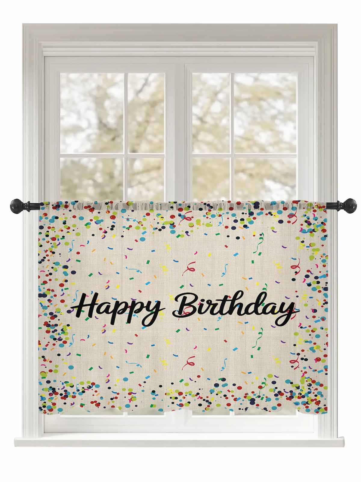 Sheer Curtains 45 Inch Length, Beige Birthday Semi Sheer Curtains Light ...