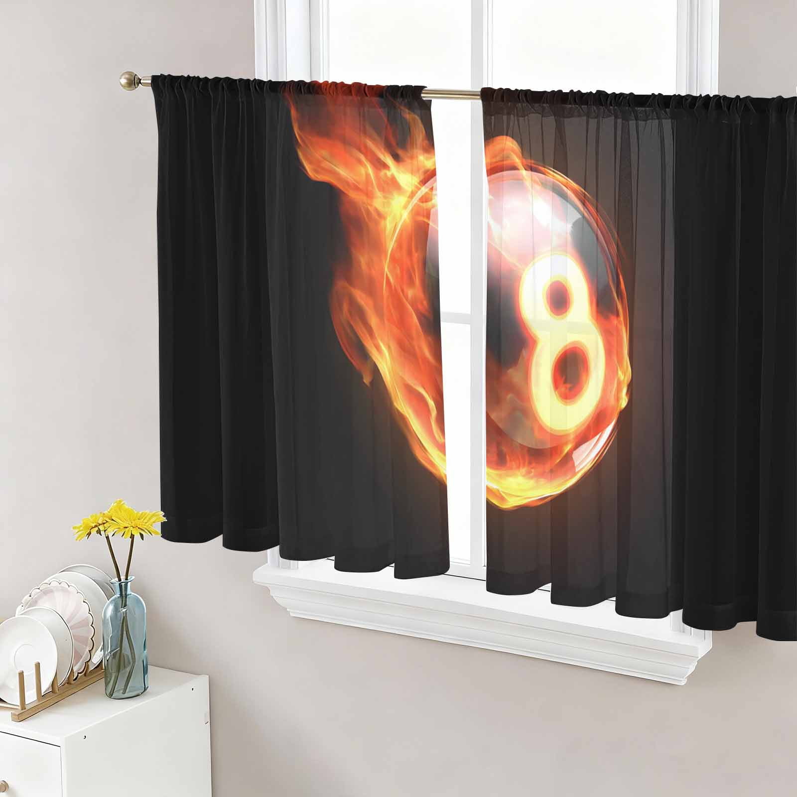 Sheer Curtains 54 Inch Length 2 Panels Set for Kitchen, Billiards Semi ...
