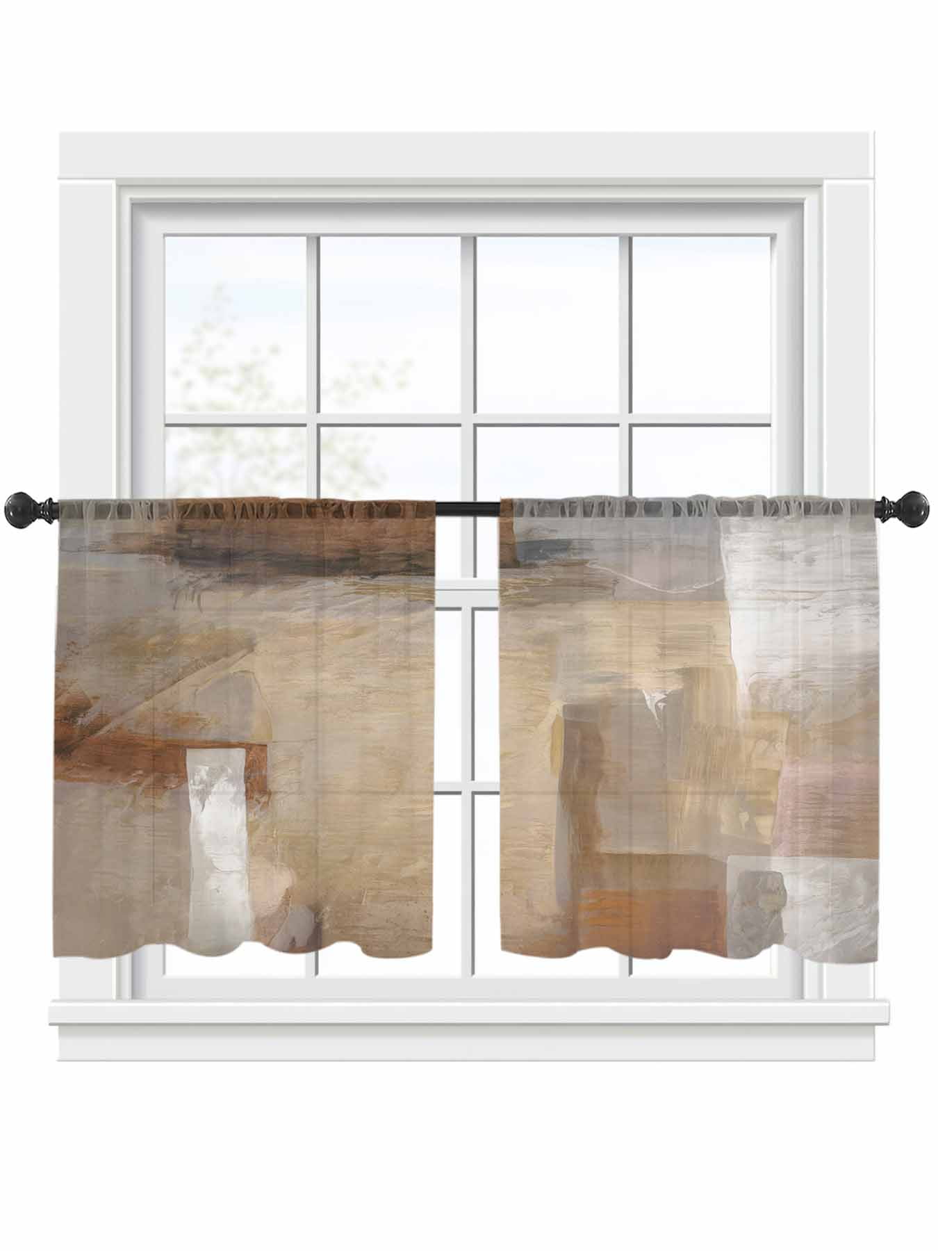 Sheer Curtains 54 inches Long 2 Panels Set Abstract Paint Art Retro ...