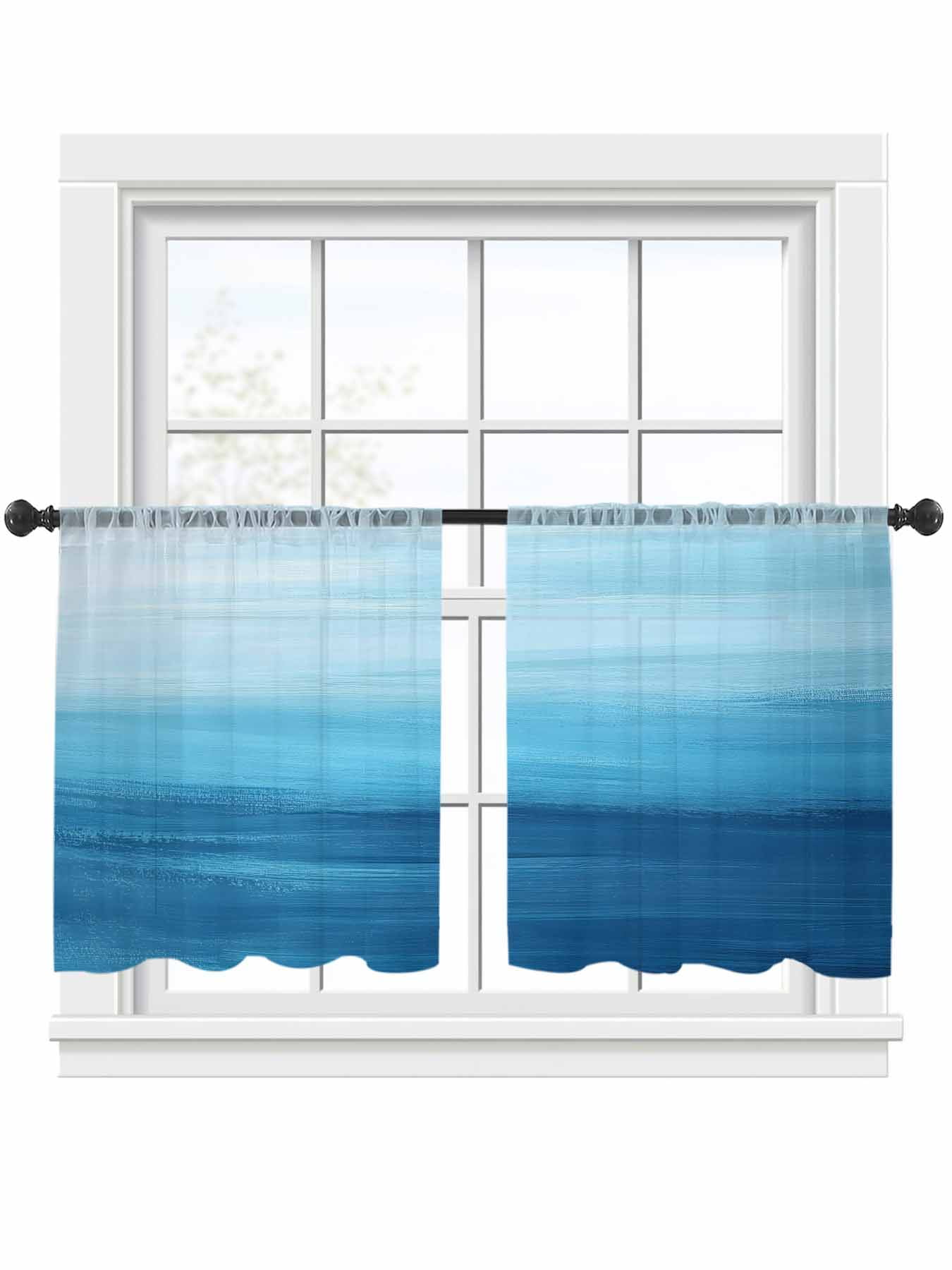 Sheer Curtains 54 inches Long 2 Panels Set Summer Ocean Abstract Blue ...