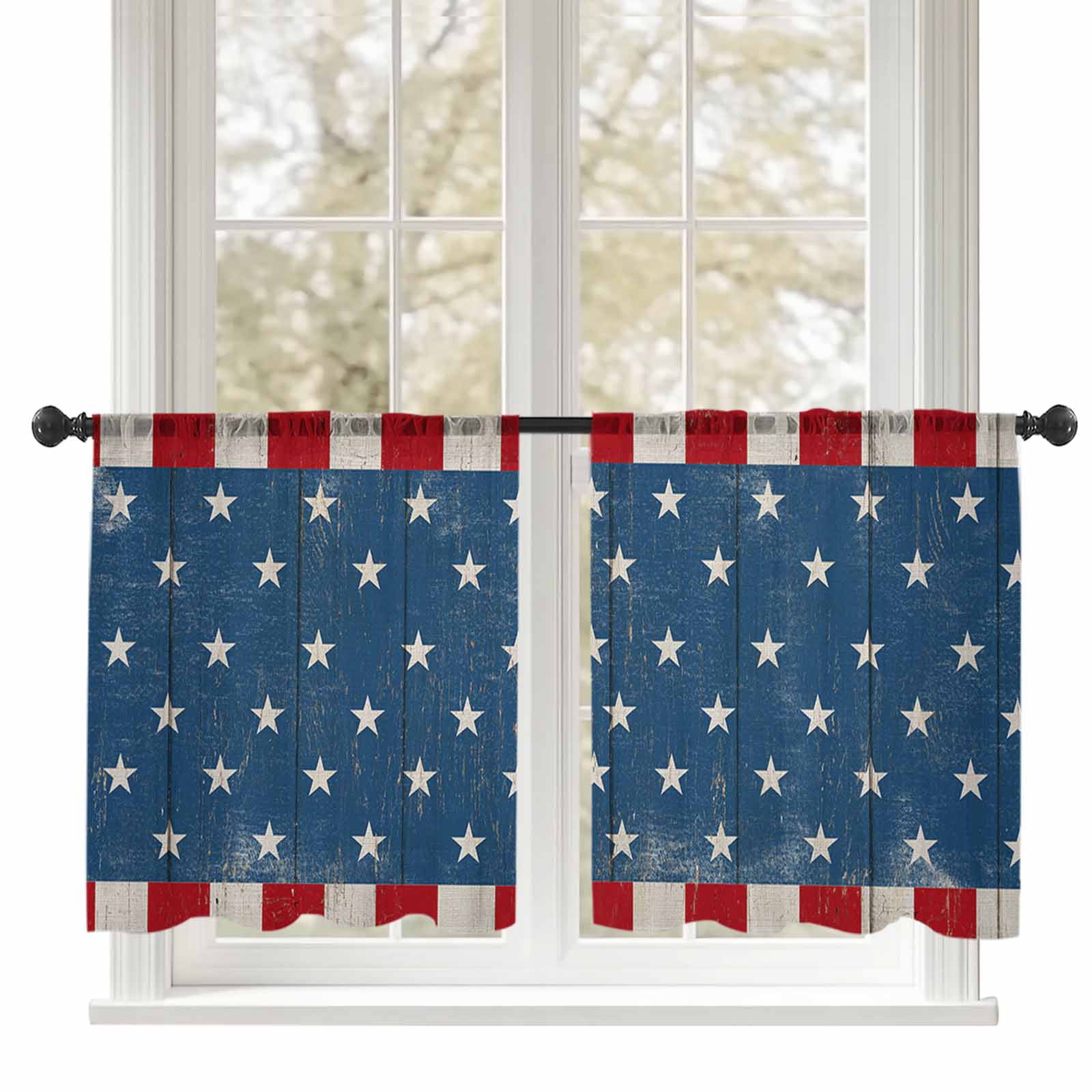Sheer Curtains 54 inches Long, 4th of July Patriotic American Flag ...
