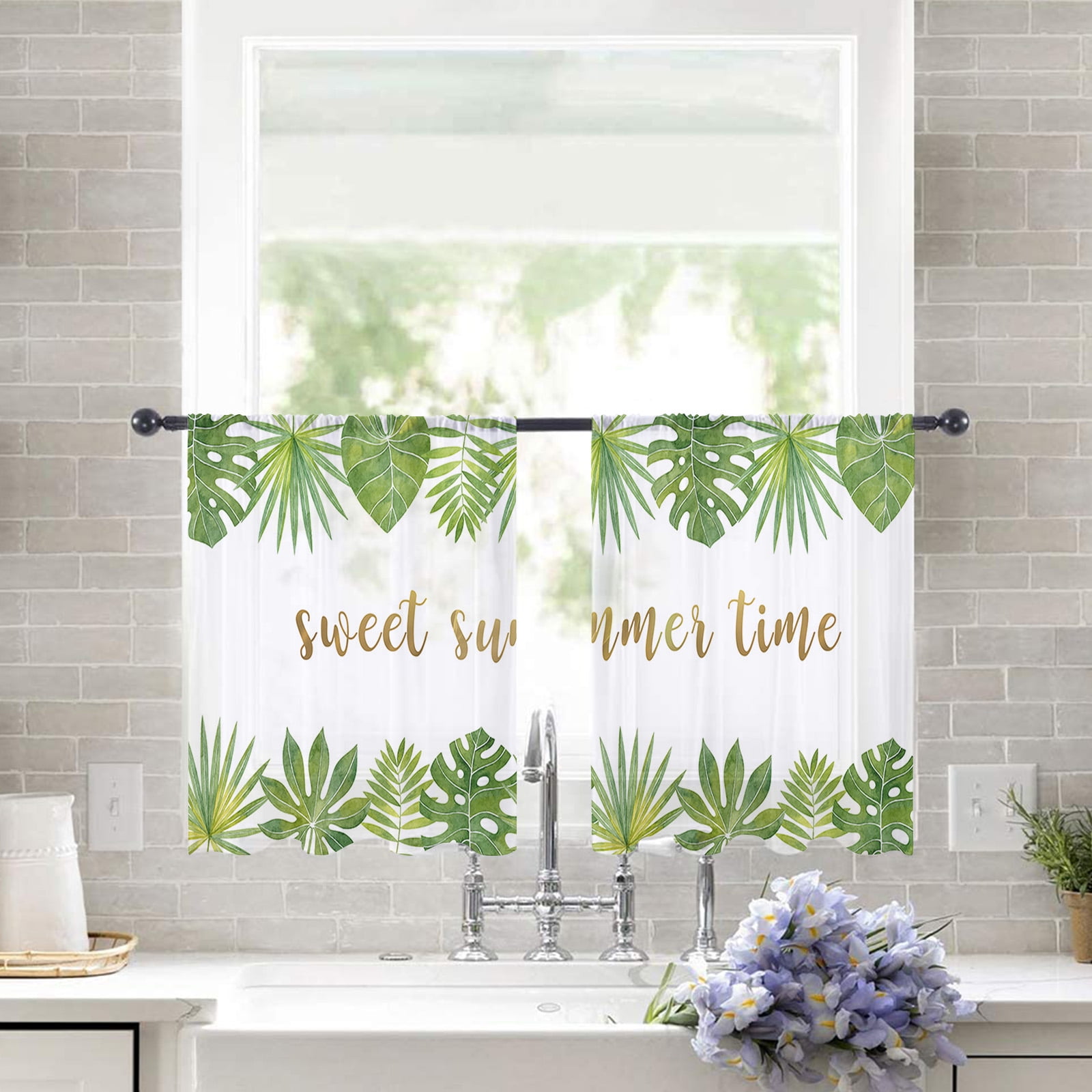 Sheer Curtains 54 inches Long, Sweet Summer Time Light Filtering Sheer ...