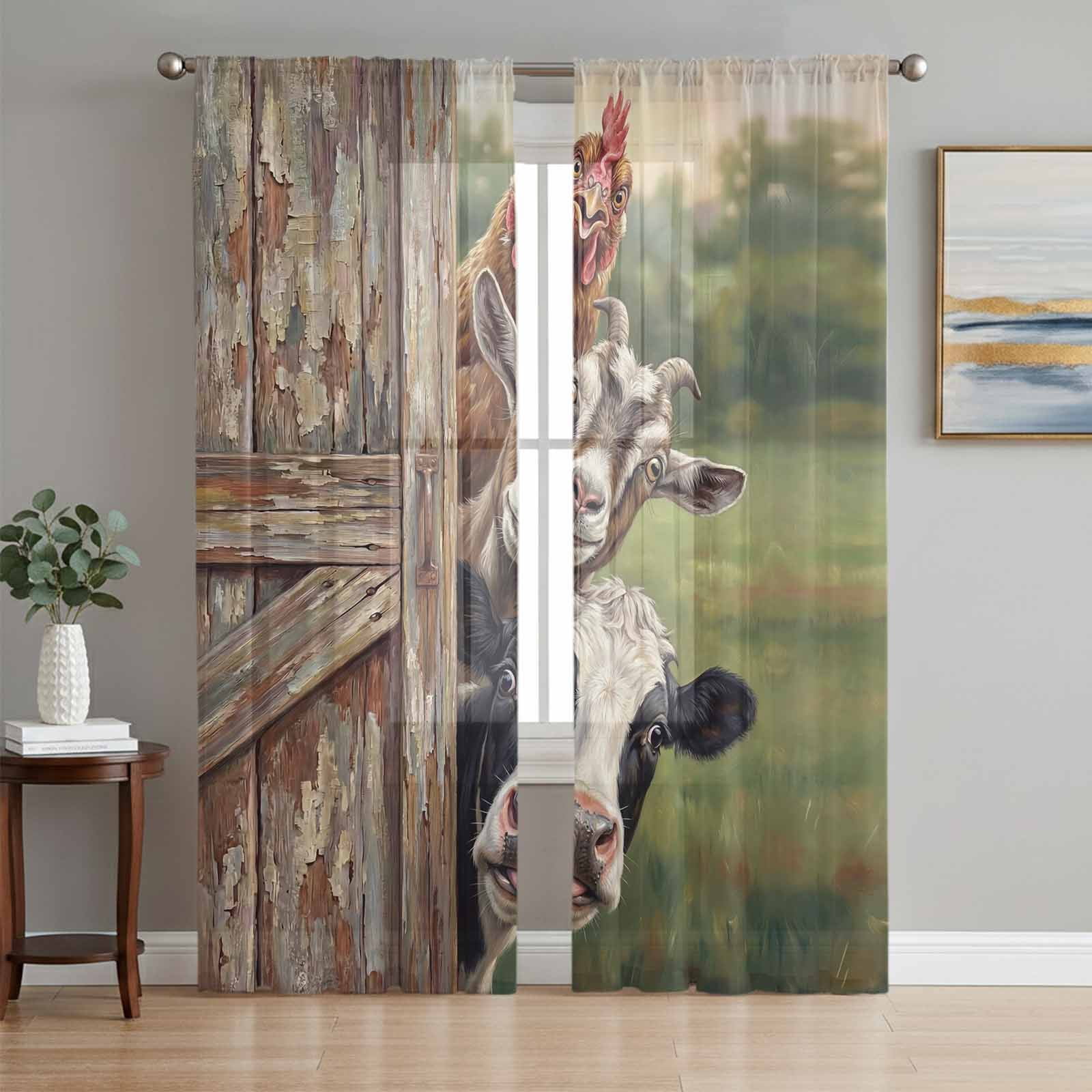 Sheer Curtains 63 Inch Length 2 Panels Set for Bedroom, Farmhouse ...