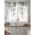 Sheer Curtains 63 Inches Long 2 Panels, Farm Gradient Green Eucalyptus ...