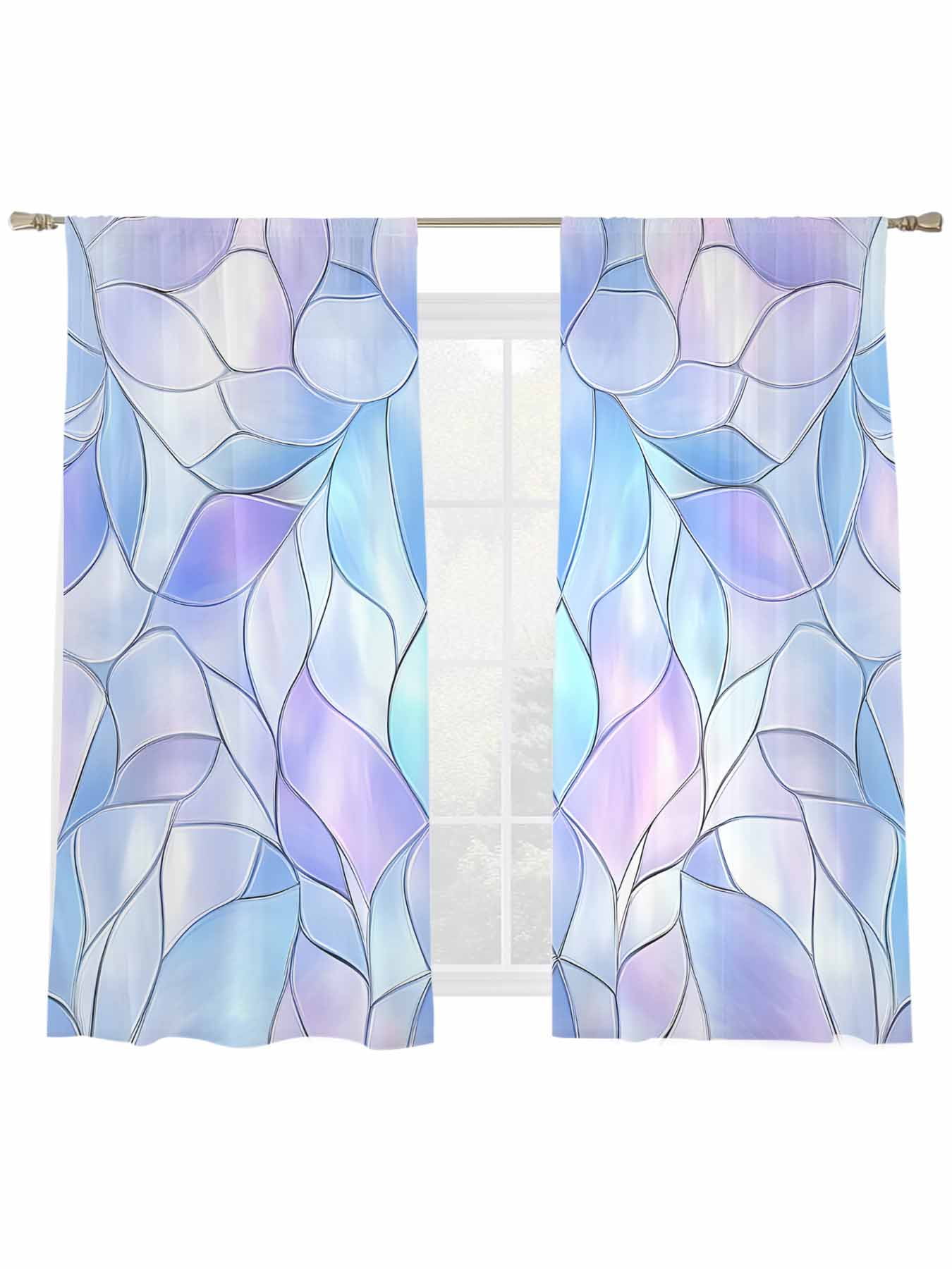 Sheer Curtains 63 inches Long 2 Panels Set Abstract Art Gradient ...