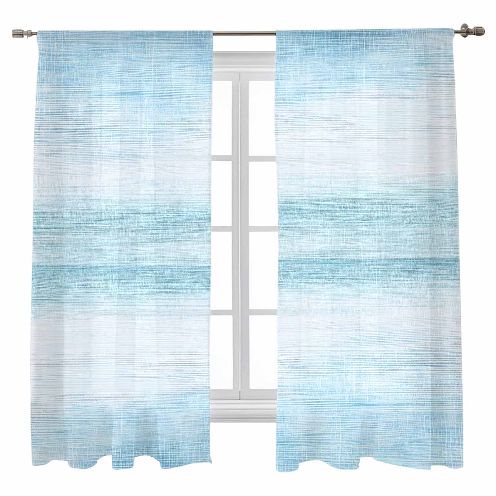 Sheer Curtains 63 inches Long, Abstract Aqua Theme Gradient Texture ...