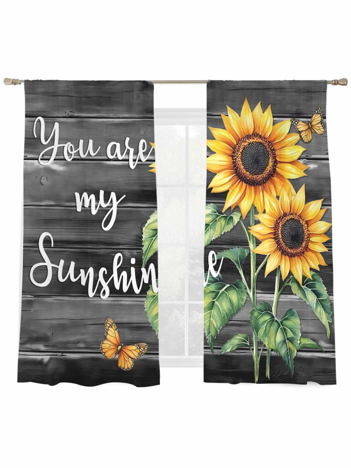 Sheer Curtains 72 inches Long 2 Panels Set Sunflower Butterfly You Are ...