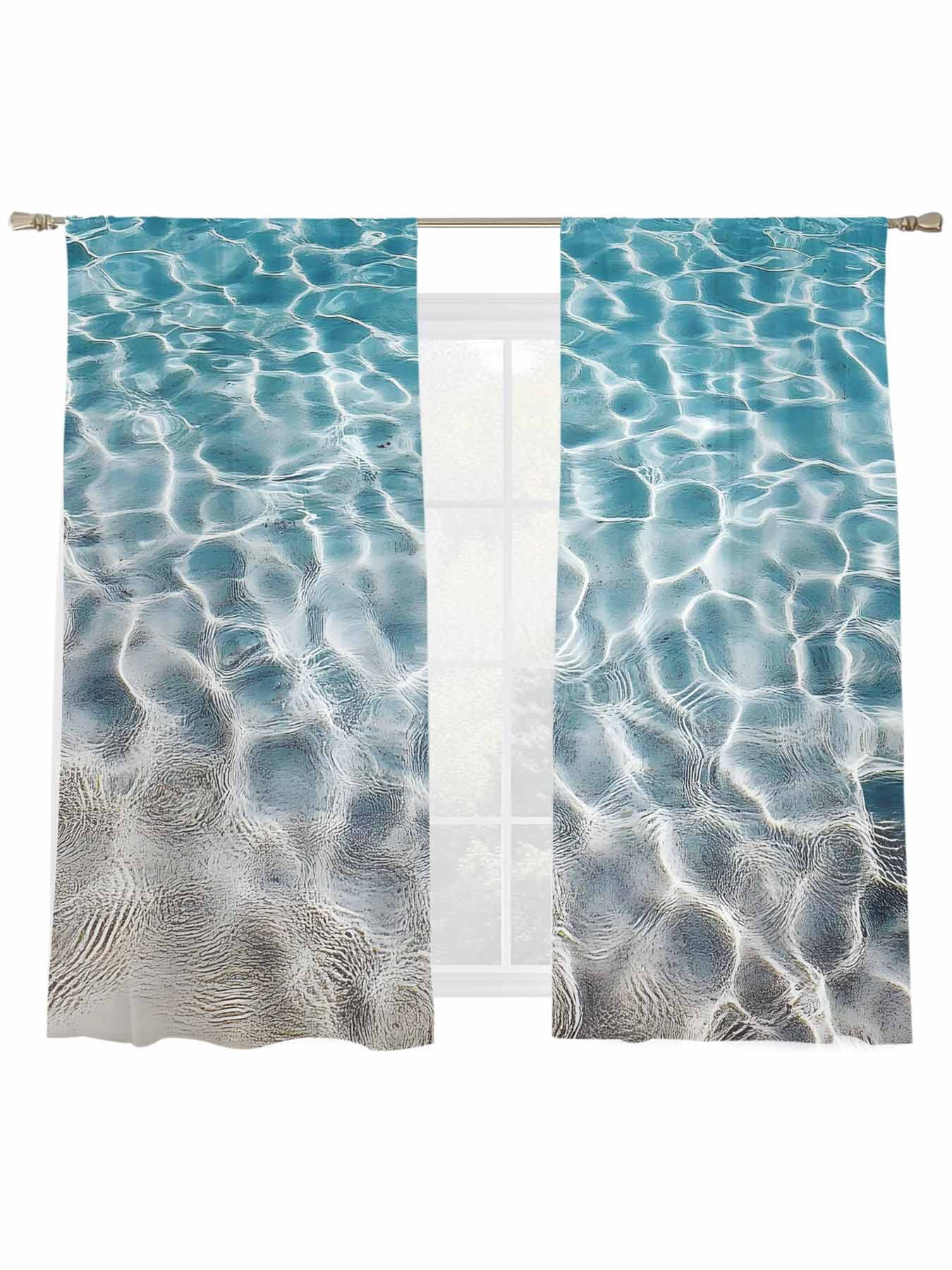 Sheer Curtains 72 inches Long 2 Panels Set Water Ripple Ocean Art ...