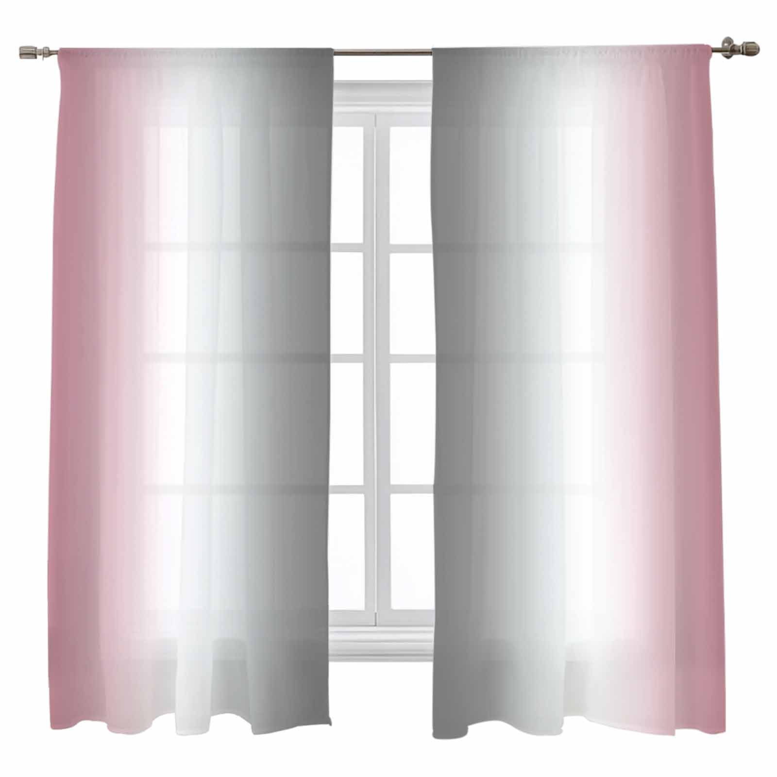 Sheer Curtains 72 inches Long, Abstract Gray Pink Gradient Ombre Light ...
