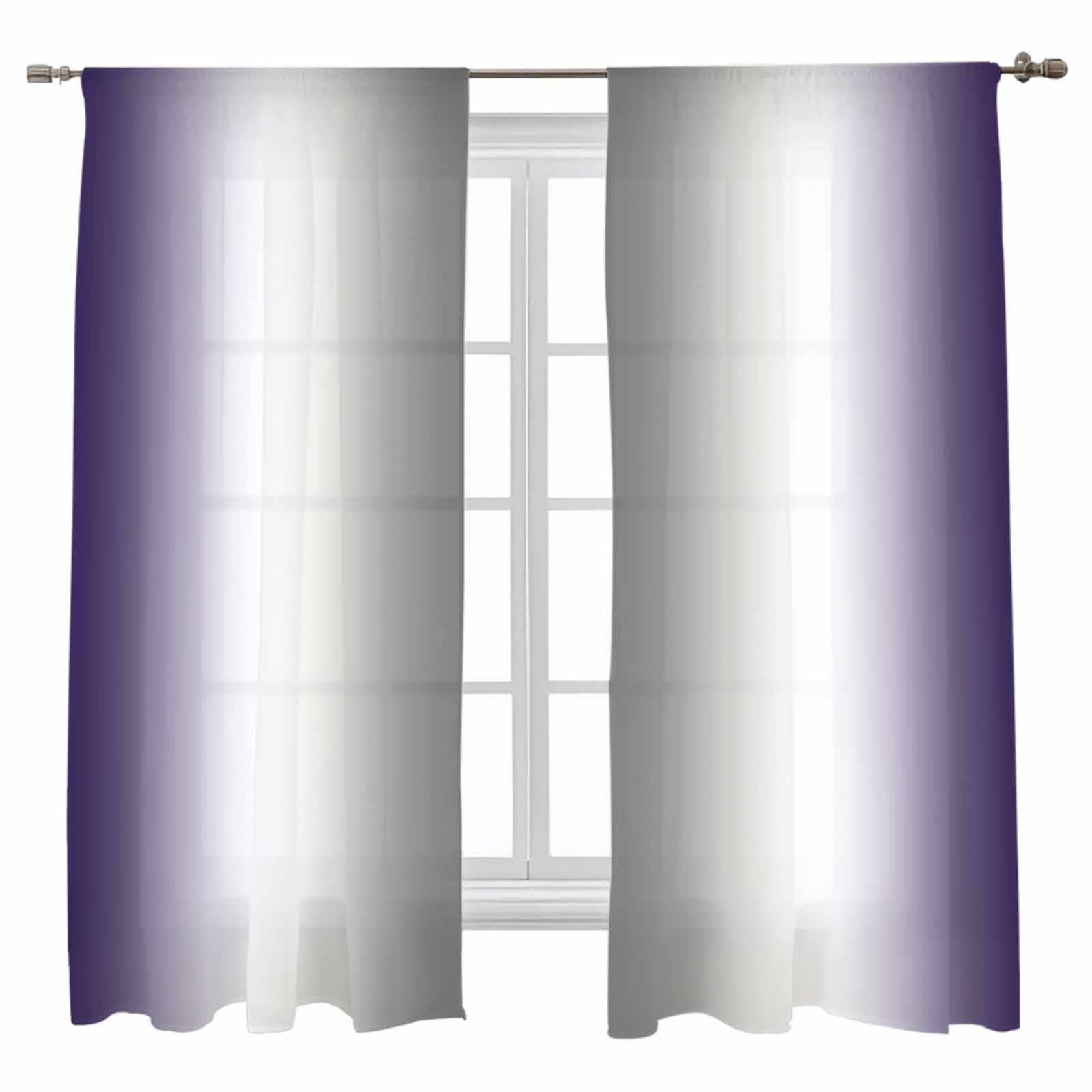 Sheer Curtains 72 inches Long, Abstract Gray Purple Gradient Ombre Light Filtering Sheer Window ...
