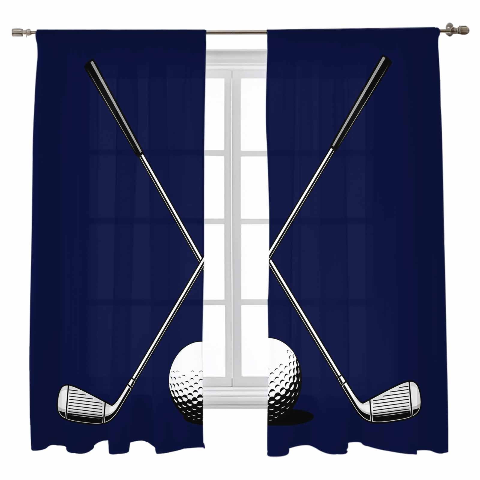Sheer Curtains 72 inches Long, Golf Clubs Golf Bal Classic Sport Dark ...