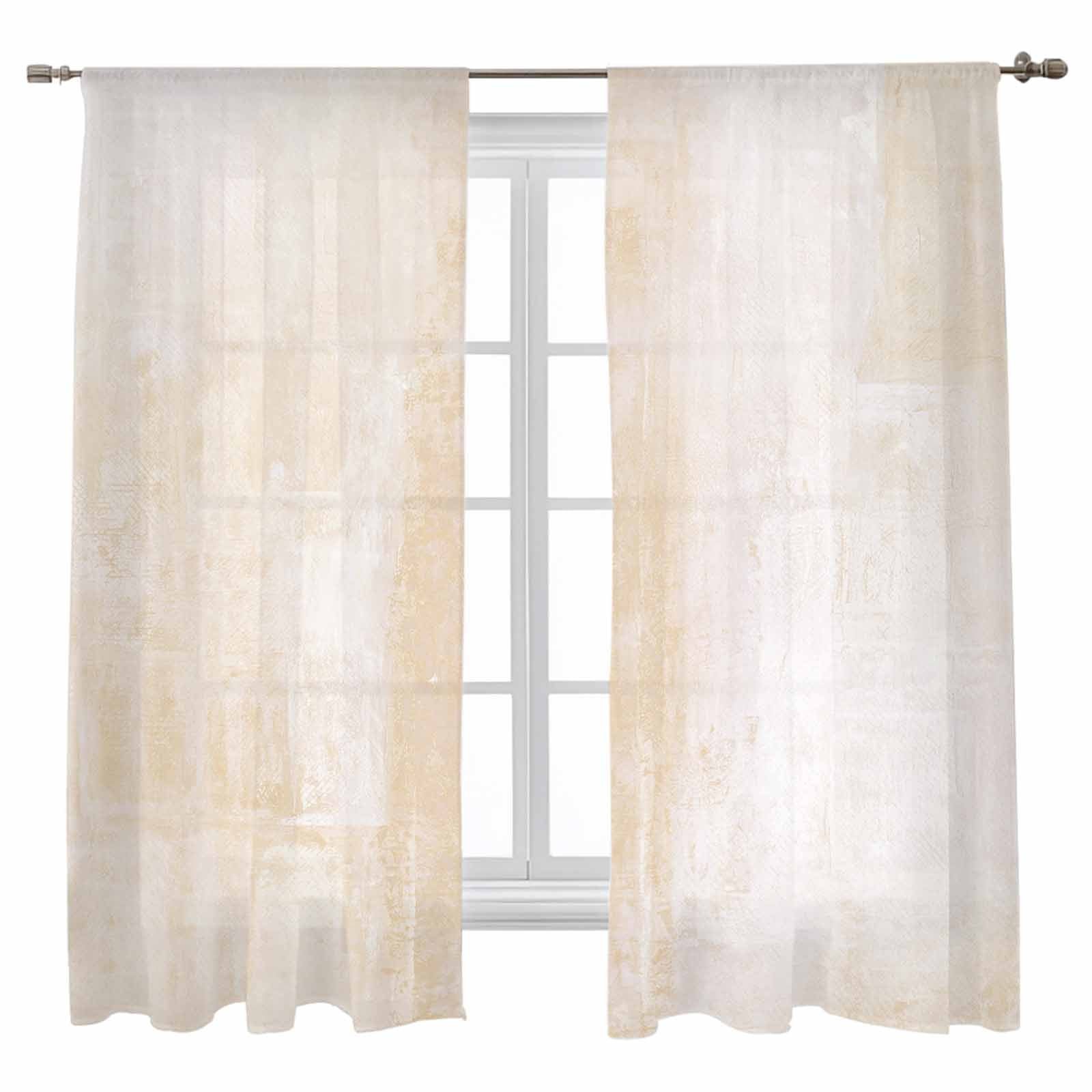 Sheer Curtains 72 inches Long, Light Beige Gradient Modern Abstract Oil ...