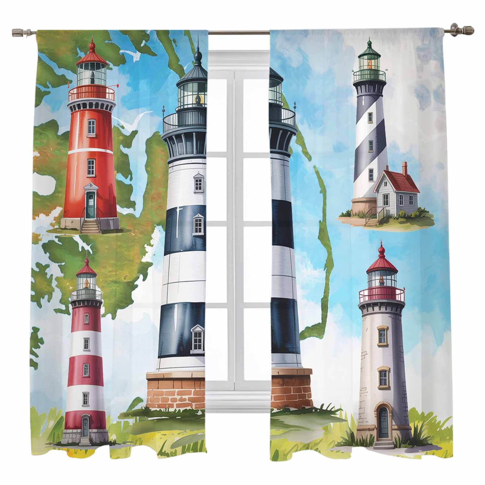 Sheer Curtains 72 inches Long, Oil Painting Texture Watercolor Ocean ...