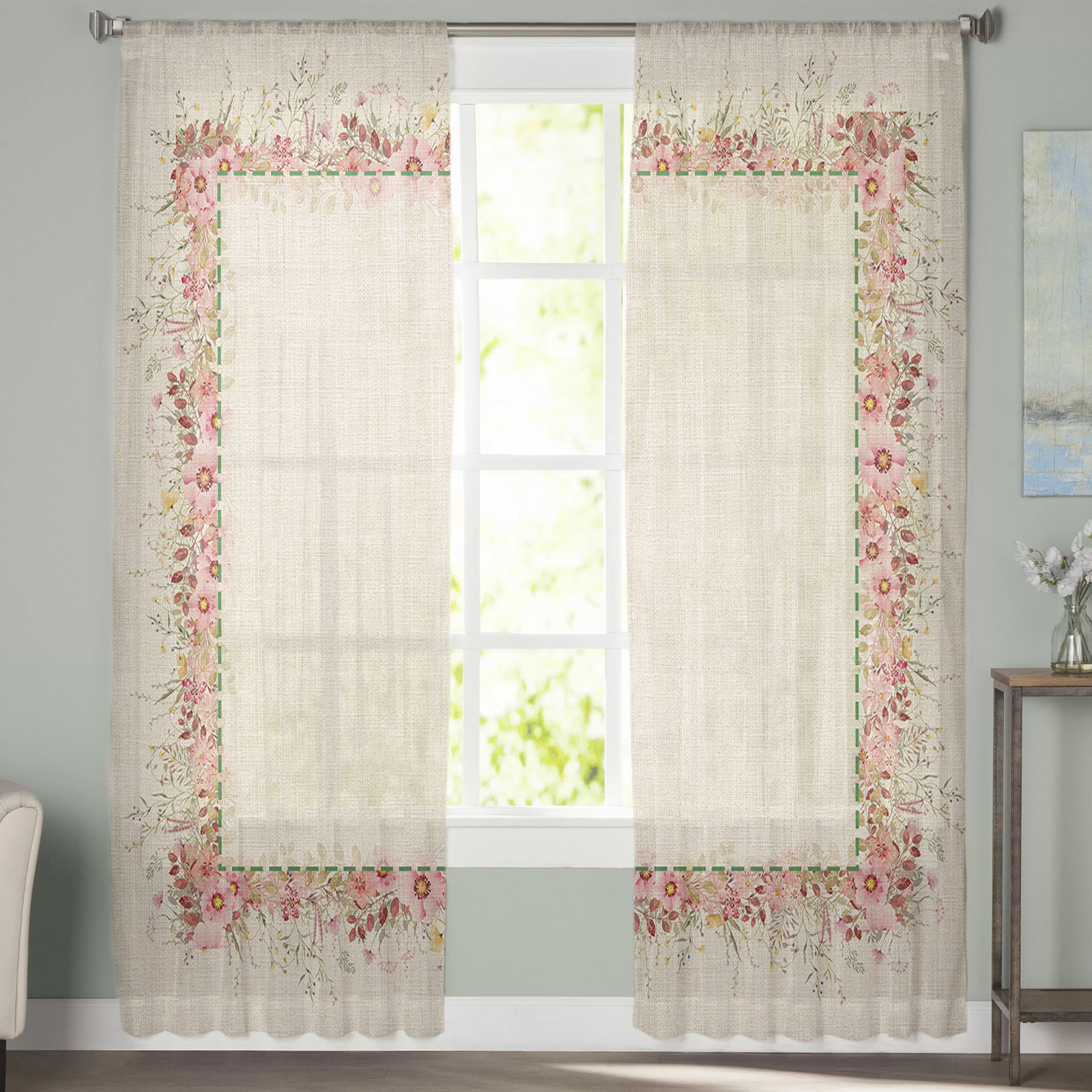 Sheer Curtains 72 inches Long, Spring Cherry Blossoms Wild Flowers ...