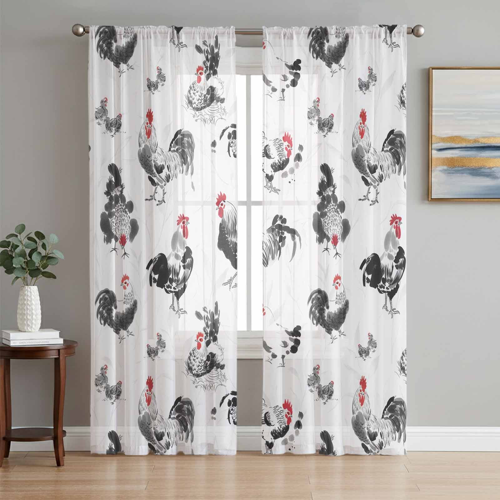 Sheer Curtains 84 Inches Long 2 Panels Set for Living Room, Farmhouse ...