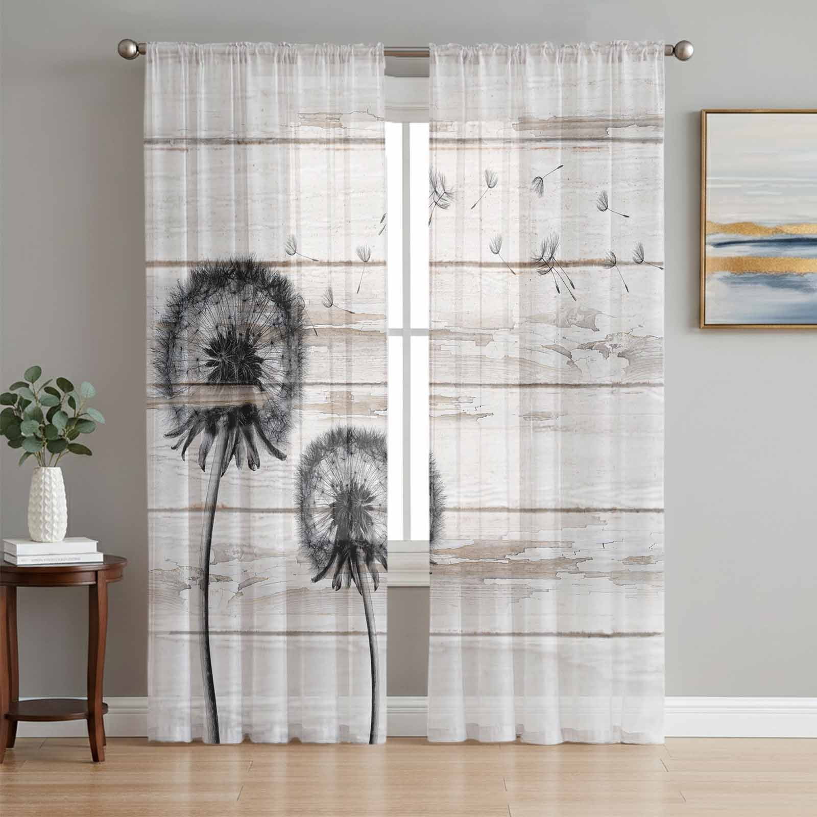 Sheer Curtains 84 Inches Long 2 Panels Set for Living Room, Farmhouse ...