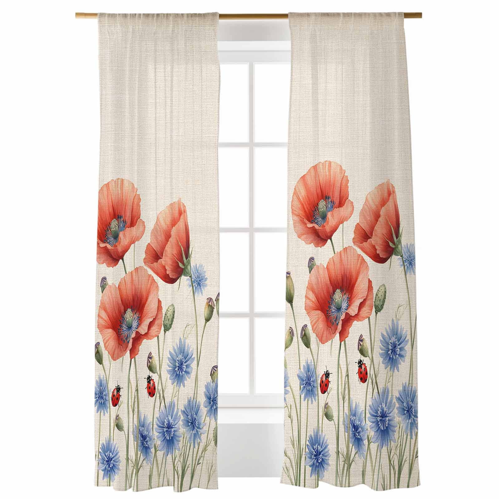 Sheer Curtains 84 inches Long, Country Red Blue Concubine Independence ...