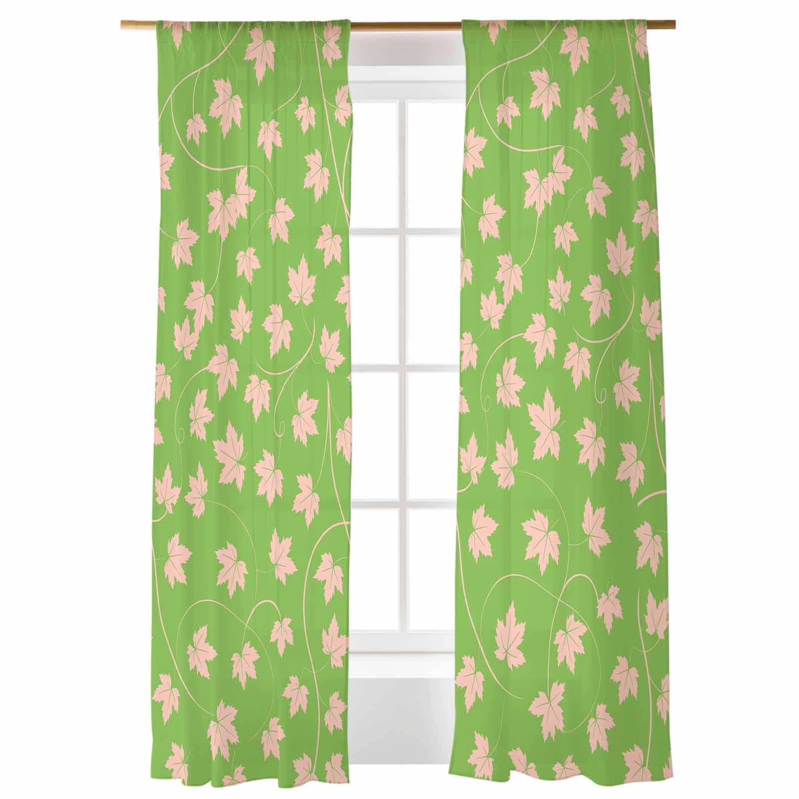 Sheer Curtains 84 inches Long, Light Pink Maple Leaf Fall Thanksgiving ...