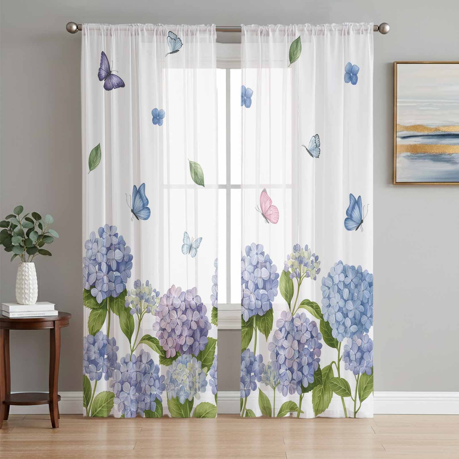 Sheer Curtains 96 Inches Long 2 Panels Set for Living Room, Spring ...