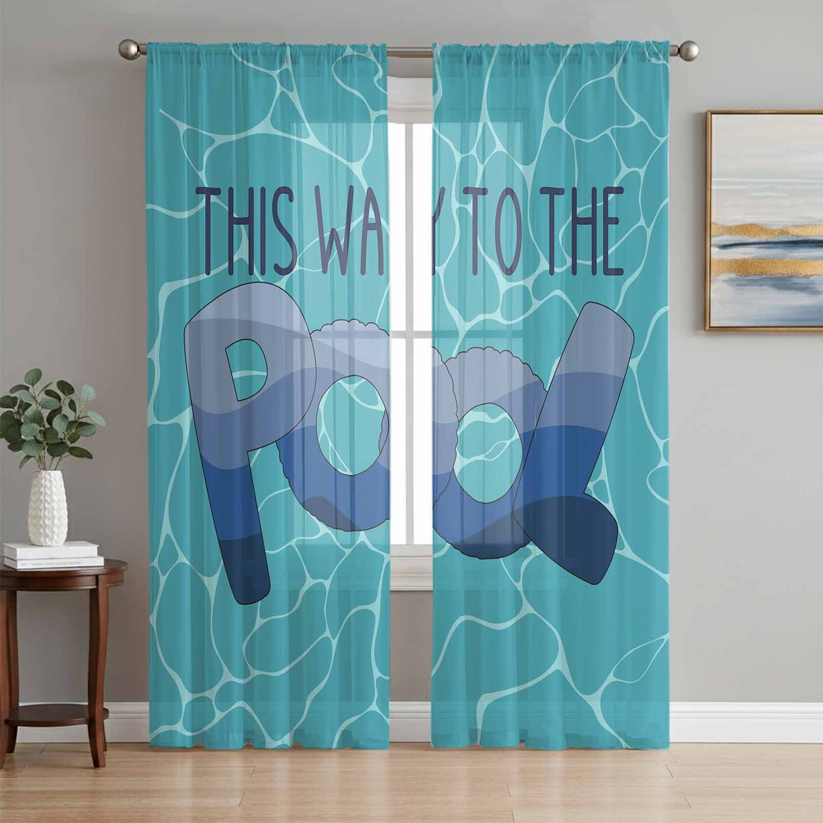 Sheer Curtains 96 Inches Long 2 Panels Set for Living Room, Swimming ...